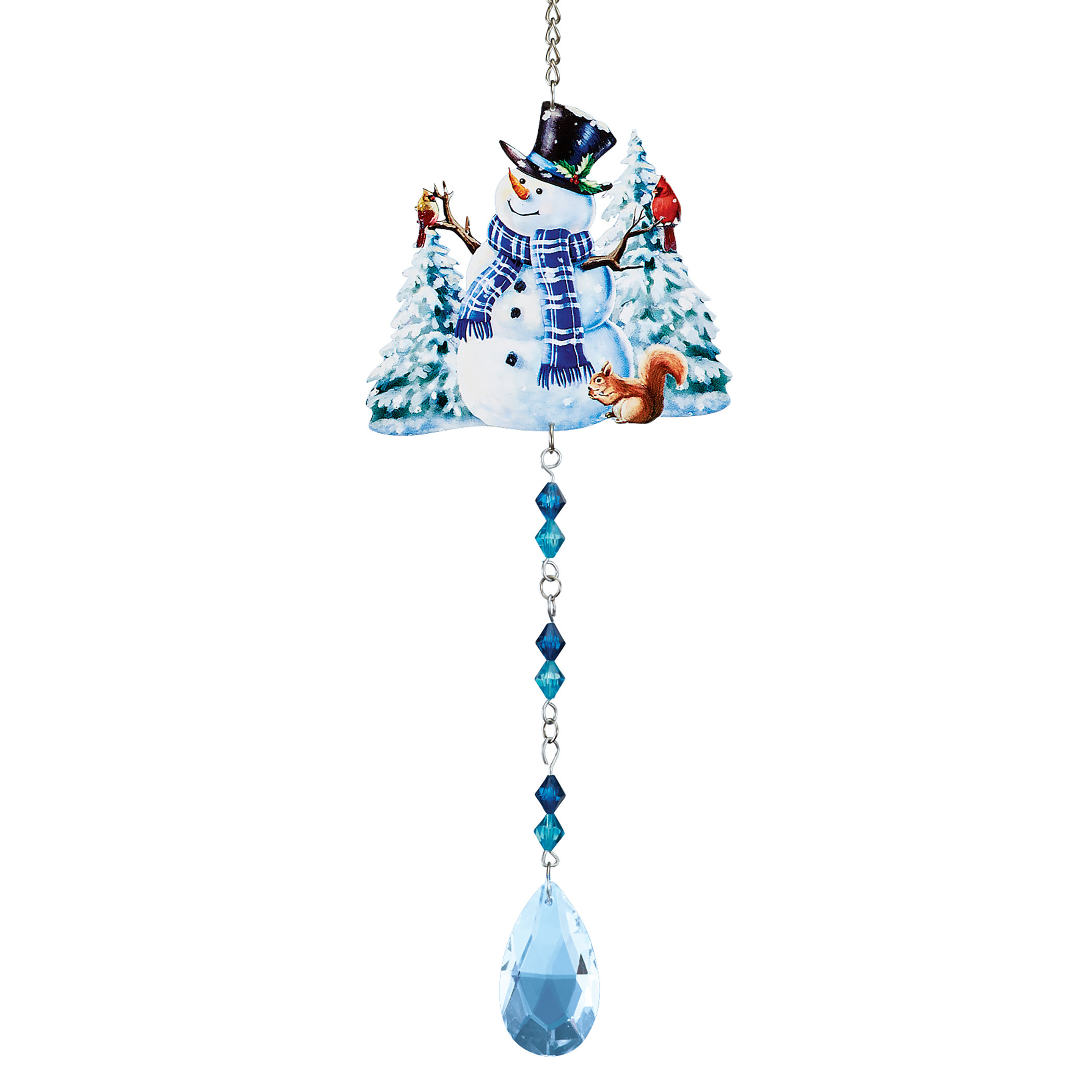 Arlmont & Co. Charming Blue Snowman Hanging Suncatcher | Wayfair