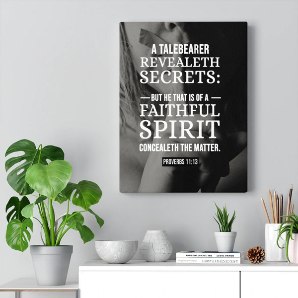 Trinx Scripture Canvas A Talebearer Proverbs 11:13 Christian Wall Art ...