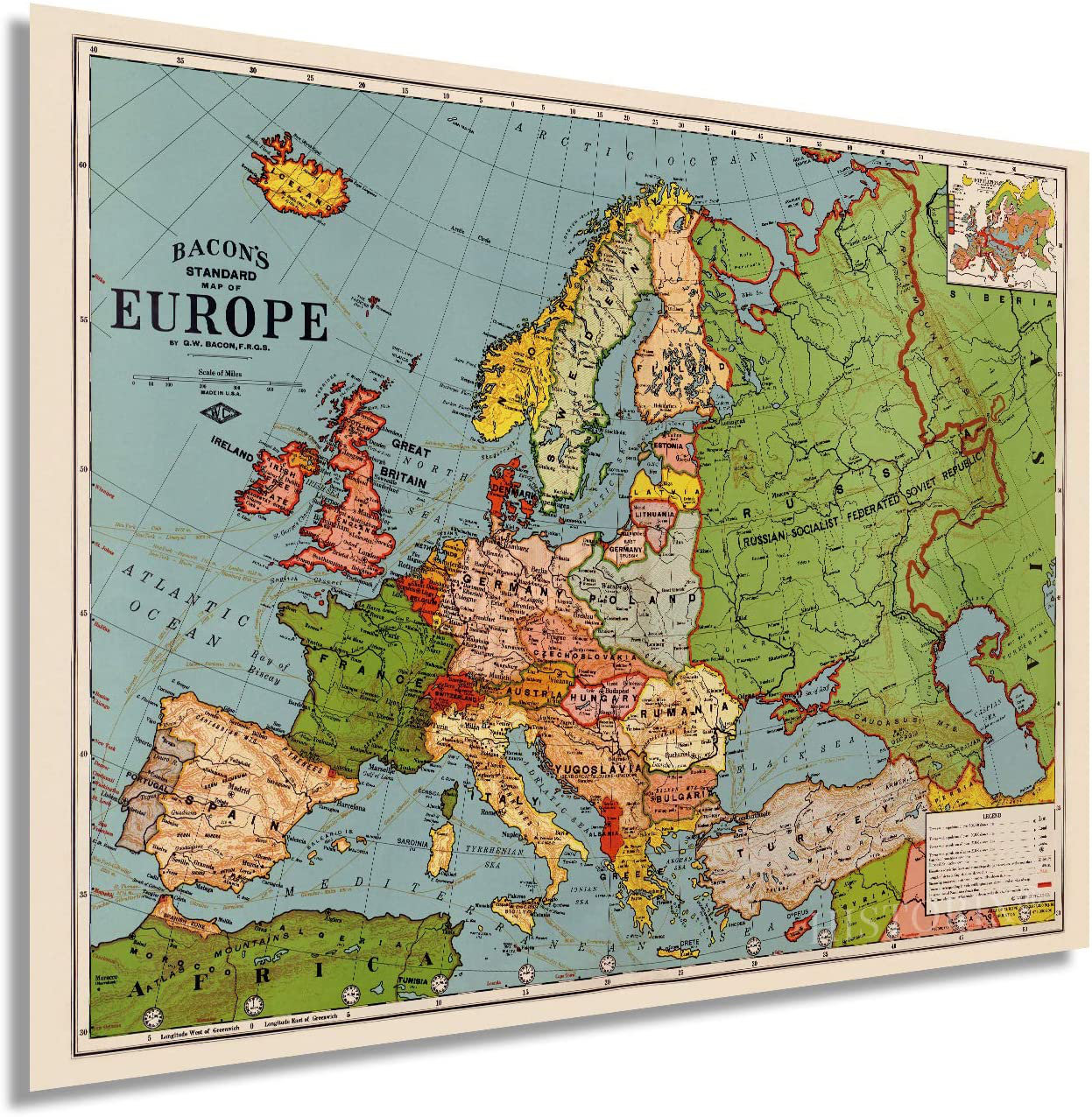 HISTORIC PRINTS 1925 Europe Map Poster Wall Art - Wayfair Canada