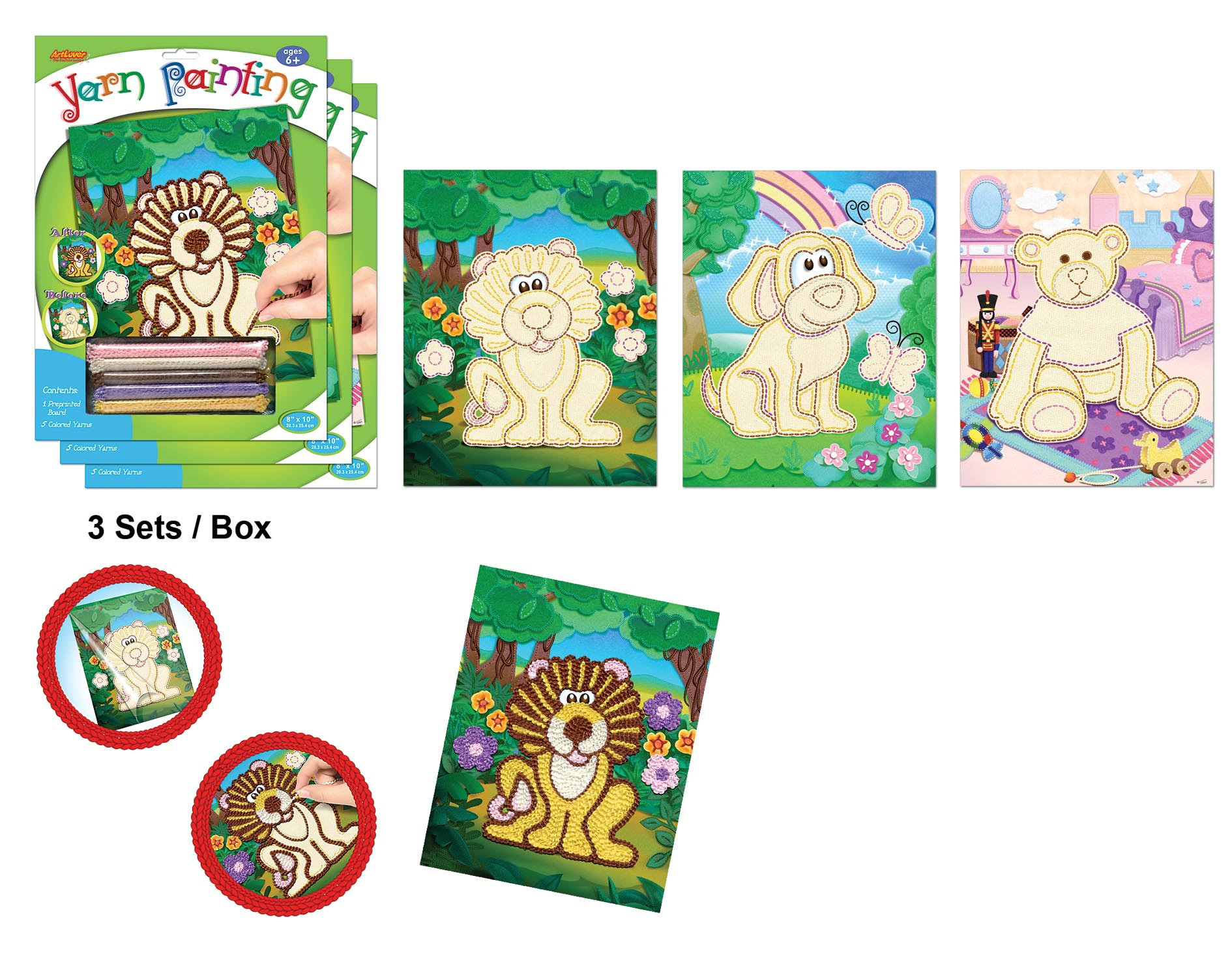 LCM Home Fashions 3 Piece Yarn Painting Animal Set - Wayfair Canada