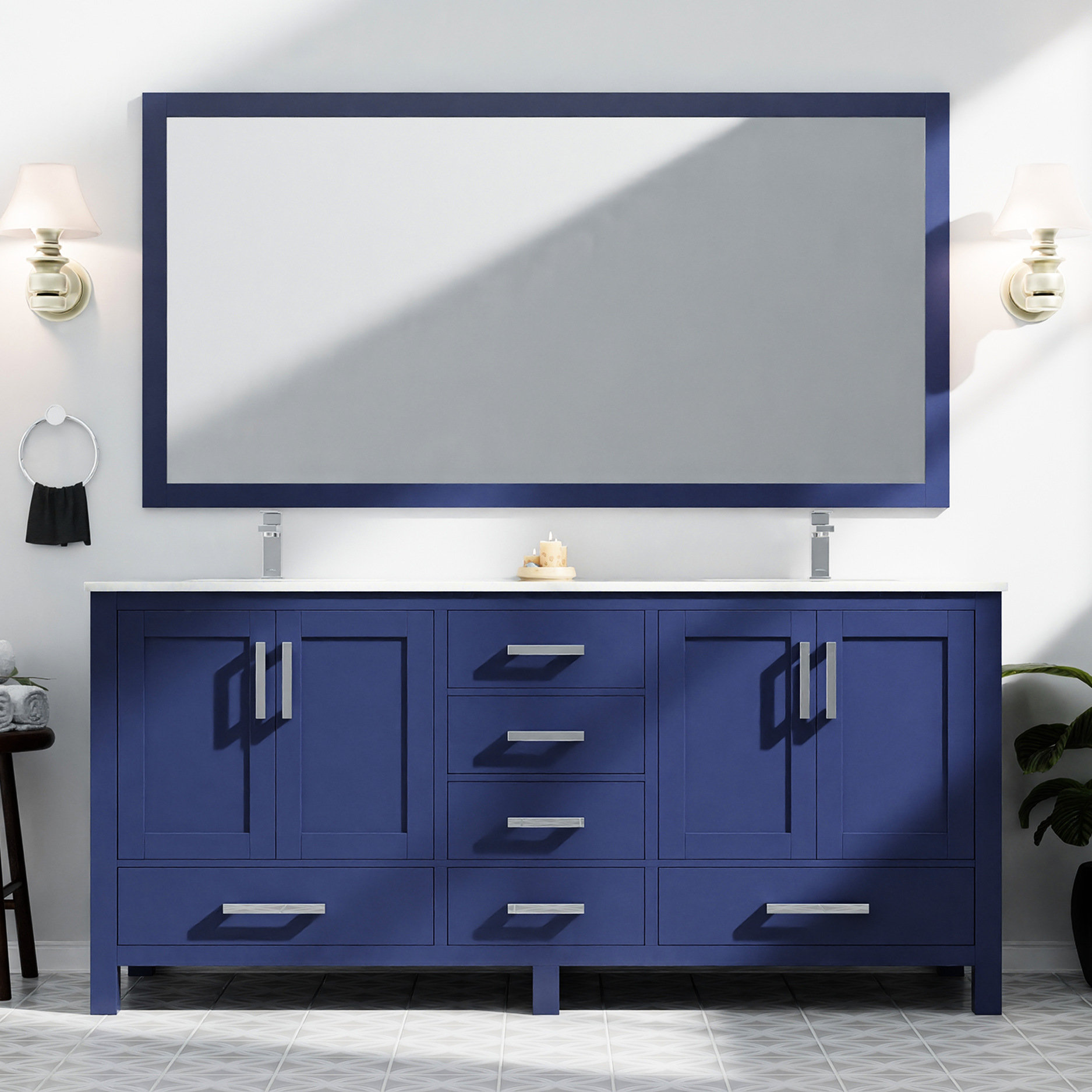 Hokku Designs Double Bath Cabinet - 22 D 28 Mirror 6 Drawers, 2 ...