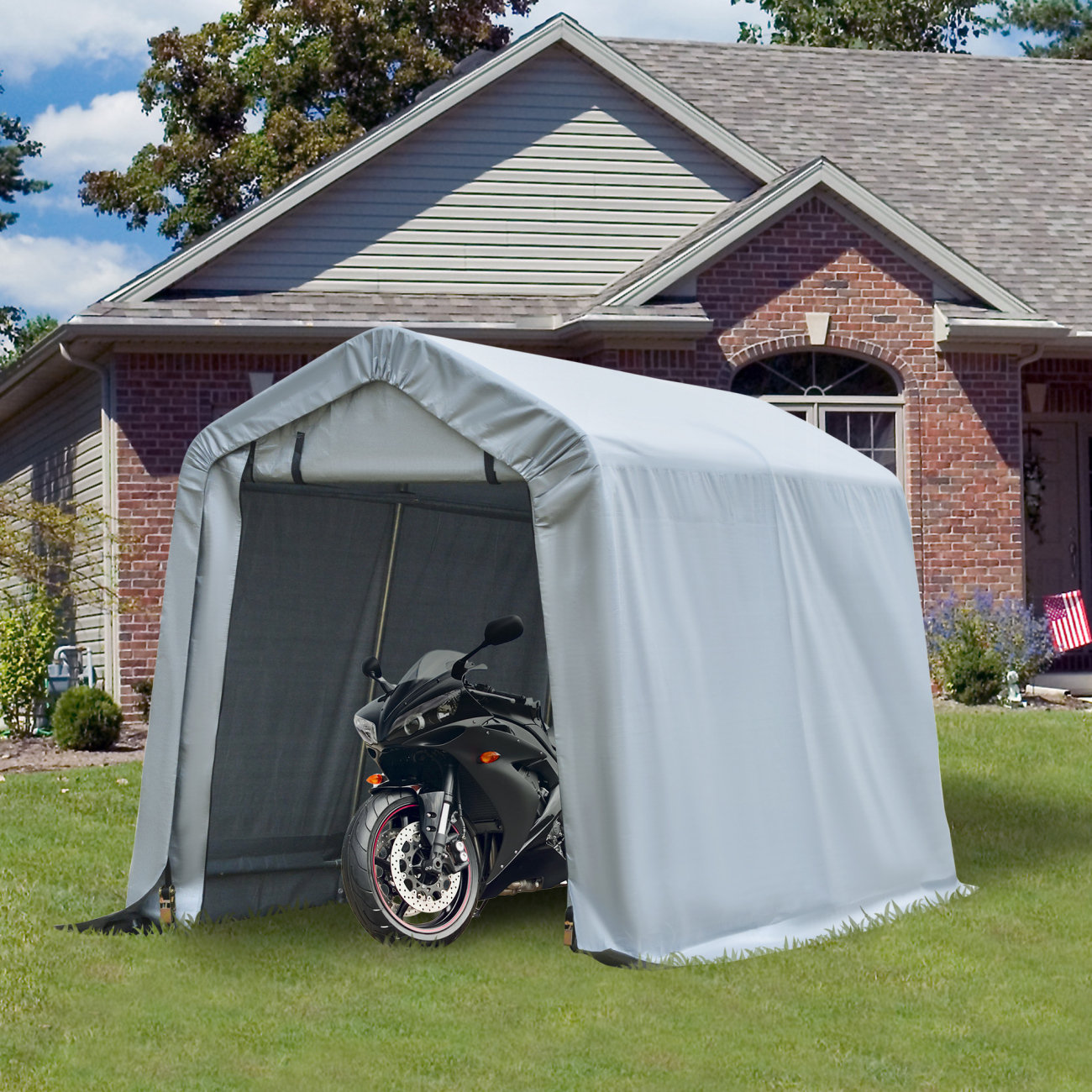 Lipoton Outsunny Carport Portable Garage, Heavy Duty Storage Tent ...