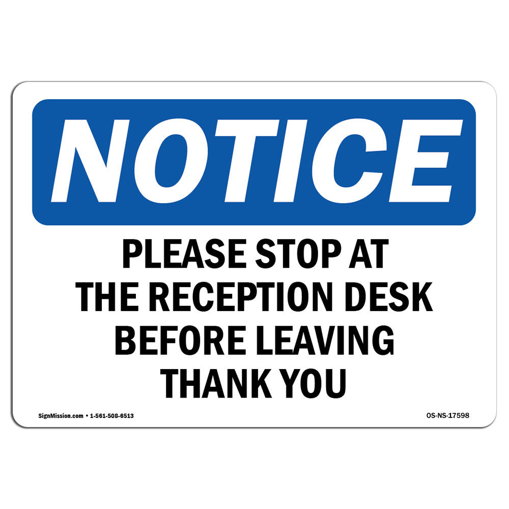 SignMission Please Stop at the Reception Desk Before Sign | Wayfair