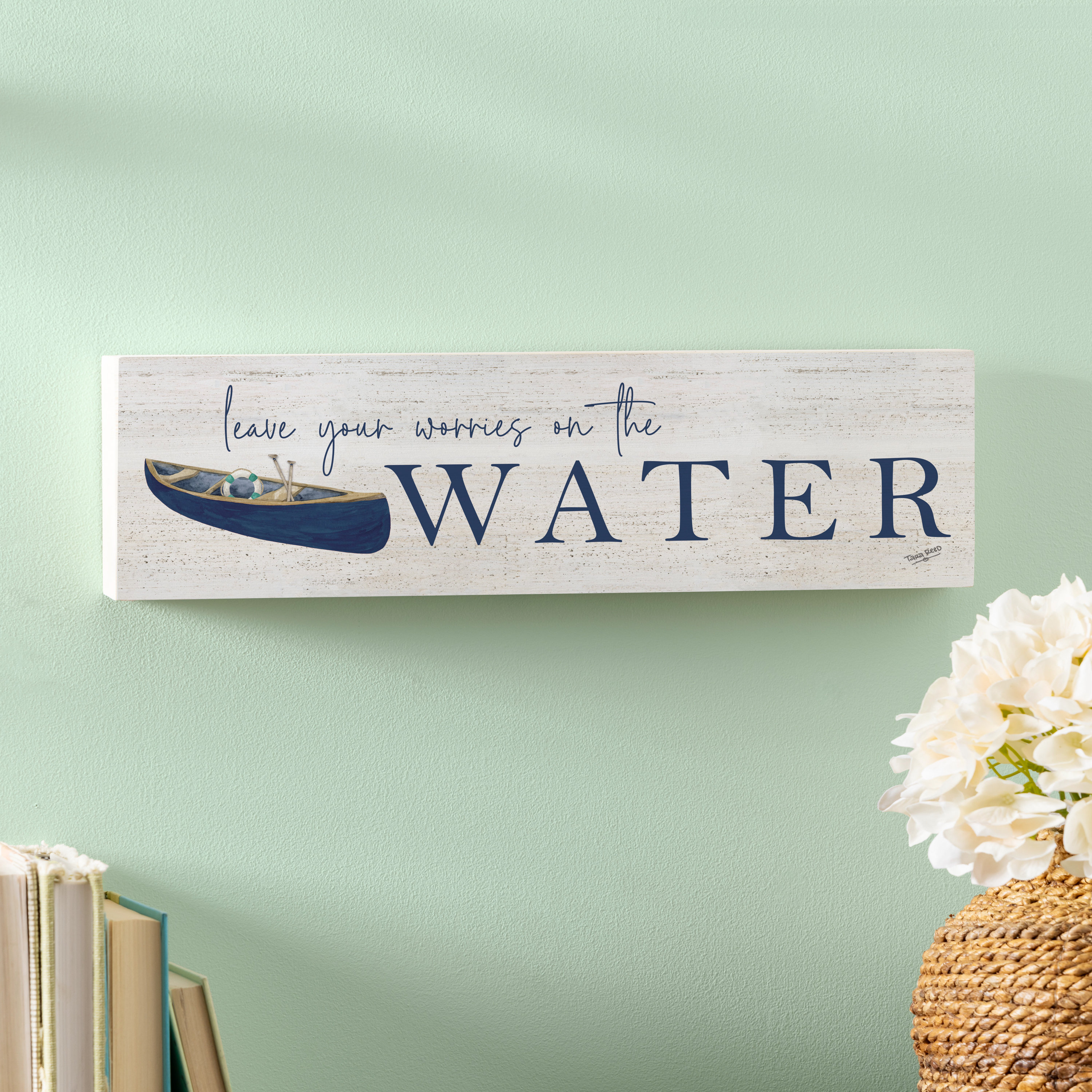 Breakwater Bay Lake Living Mantle Sign Leave Your Worries 18x5" | Wayfair