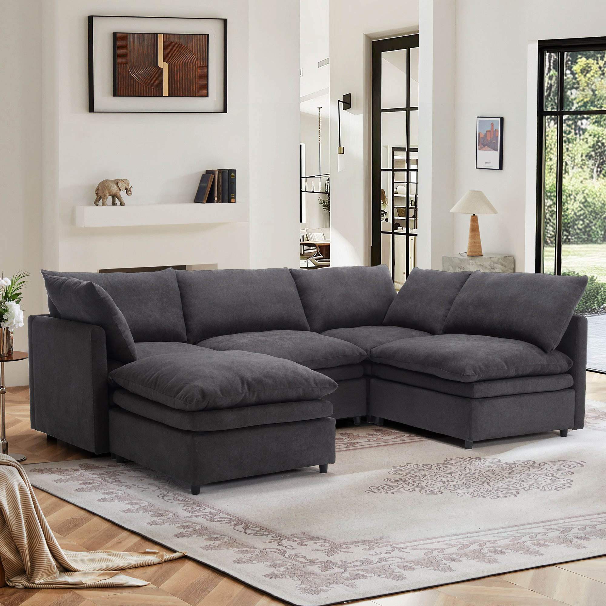 Latitude Run® Merchelle 130"W Modular Setional, RAF, LAF, Sofa Set ...