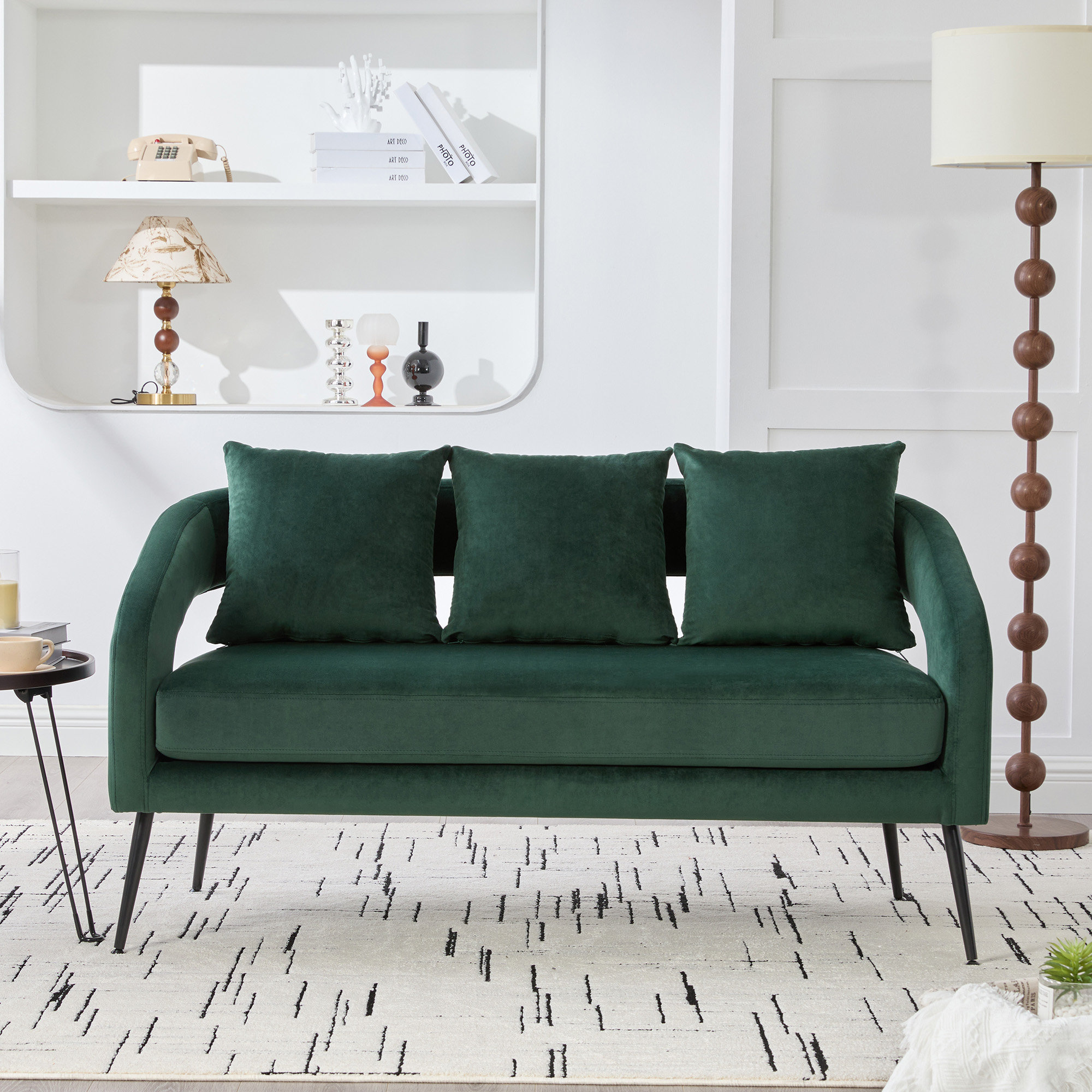 Latitude Run® Modern Upholstered Velvet Open Back Loveseat Settee with ...