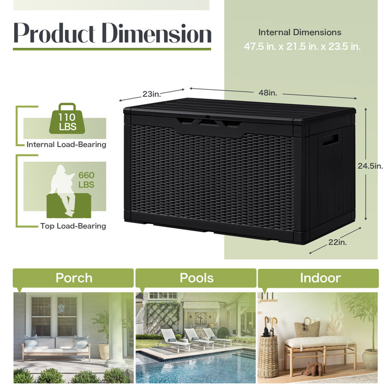 GUNJI 100 Gallons Water Resistant Resin Lockable Deck Box & Reviews ...