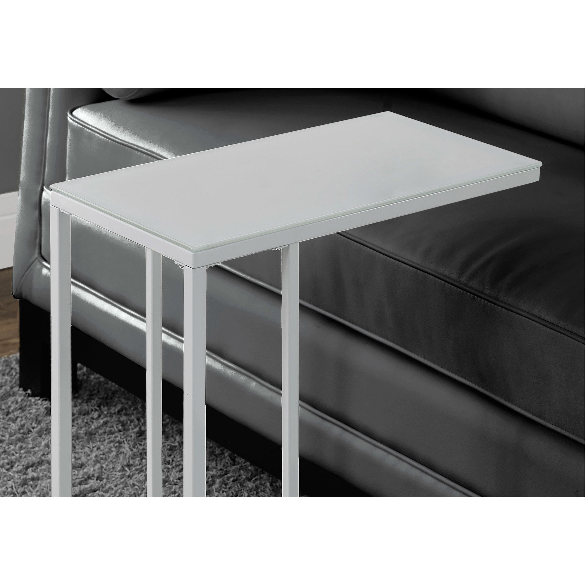 Latitude Run® Modern Snack Table With Frosted White Tempered Glass ...