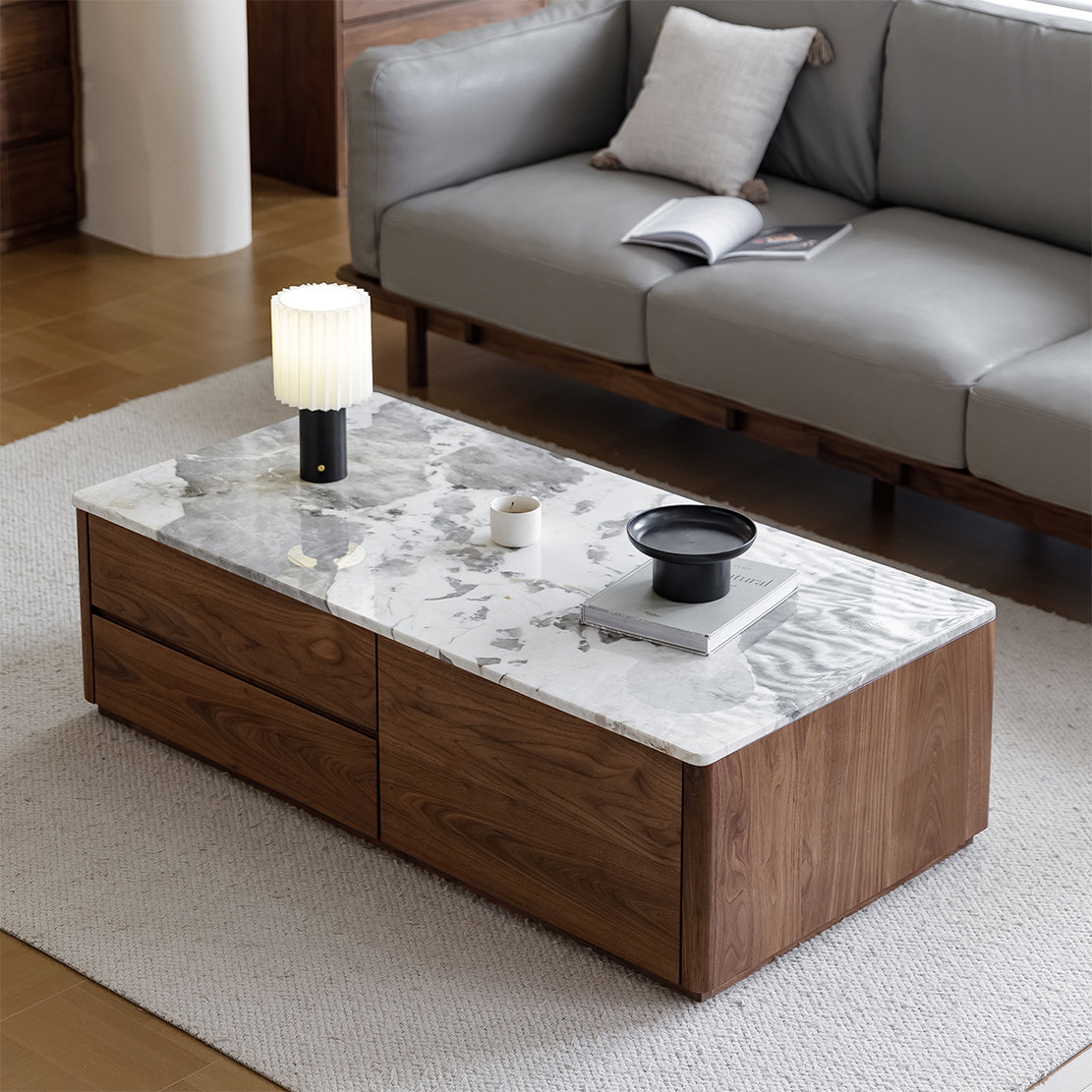 Orren Ellis Modern marble and wood solid coffee table - Wayfair Canada