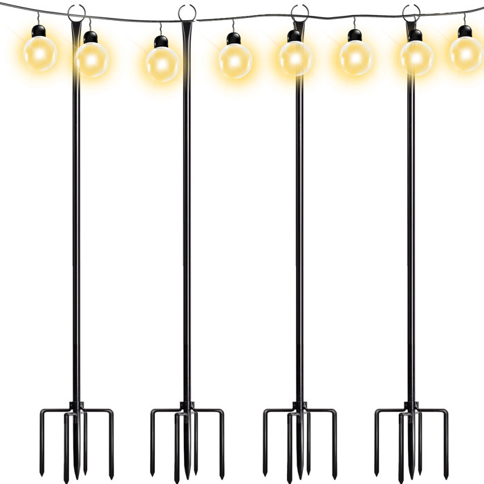 WaLensee 9.4 FT Outdoor String Light Poles, String Light Hanger Stand ...