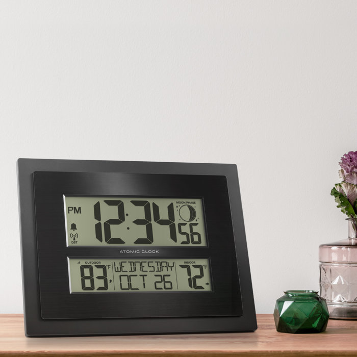 Ebern Designs Danaisa Atomic Digital Clock with Outdoor Temperature and ...