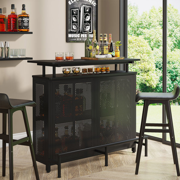 Latitude Run® 3 Tier Bar with Wine Storage & Reviews | Wayfair