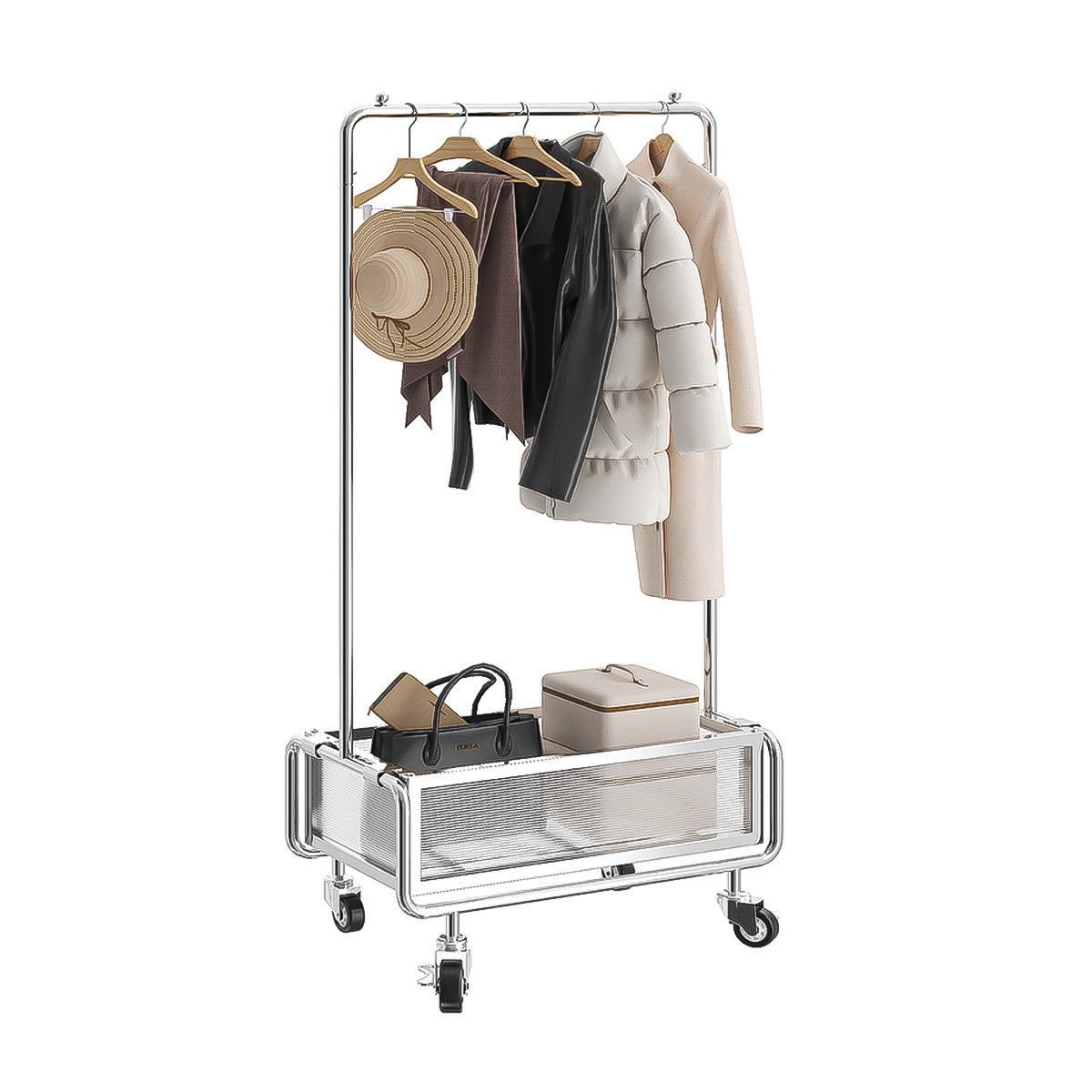 Recon Furniture 30.71'' Metal Rolling Clothes Racks /Garment Racks ...