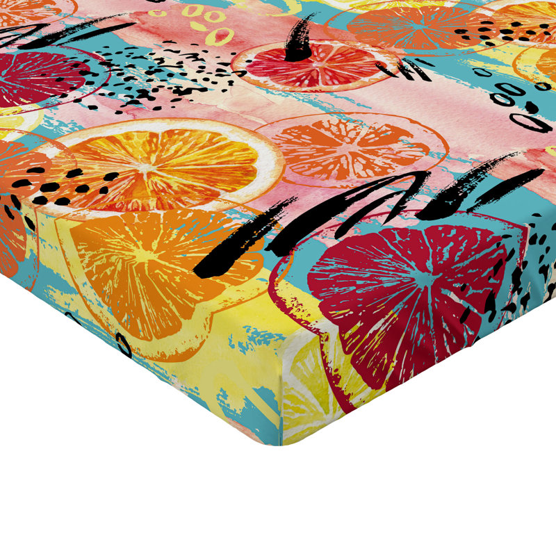 Ambesonne Citrus Fitted Sheet Dreamy Aura Lemon Slices Art Pale Pink ...