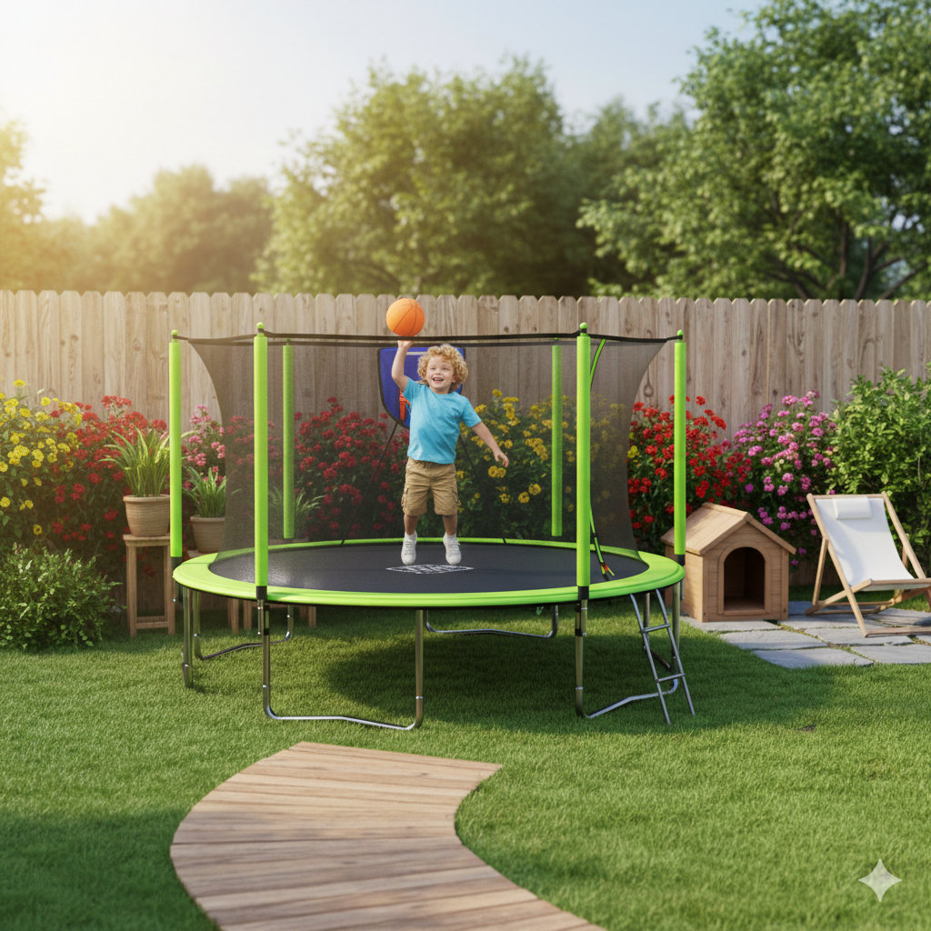 xuexin Trampoline with Basketball Hoop Attachment, Air Inflator, and ...
