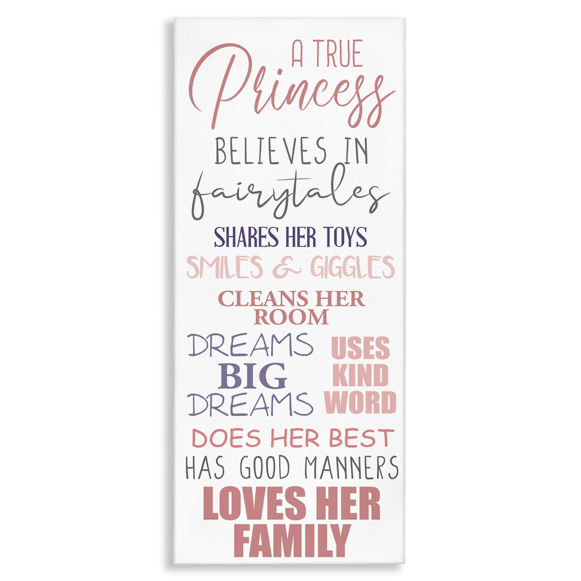 Trinx True Princess Rules Pink Purple Motivational Phrases | Wayfair