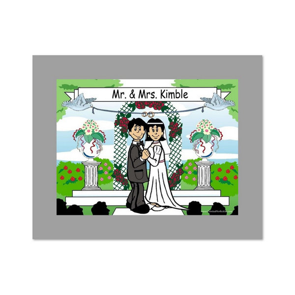 Printed Perfection Personalized Wedding Cartoon Caricature with a Mat ...