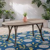 Lark Manor Oval Shaped Outdoor Table, Dining Table with Y-shaped Legs ...