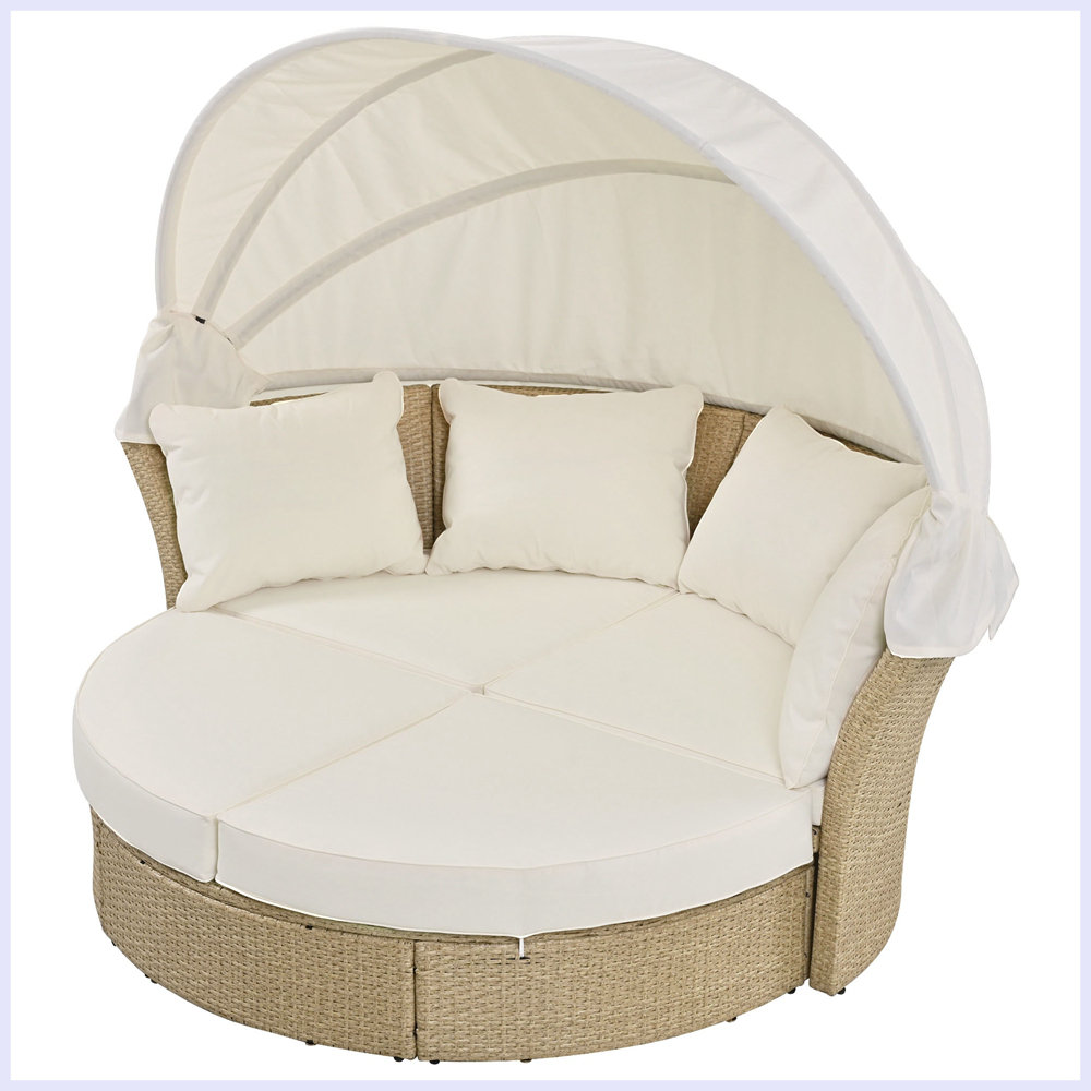 Latitude Run® Modern Outdoor Wicker Rattan Round Sofa Furniture Set ...