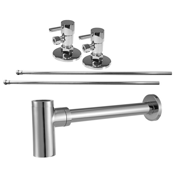 Westbrass Pedestal Sink Supply Kit with Bottle Trap and 1/4-Turn Angle ...