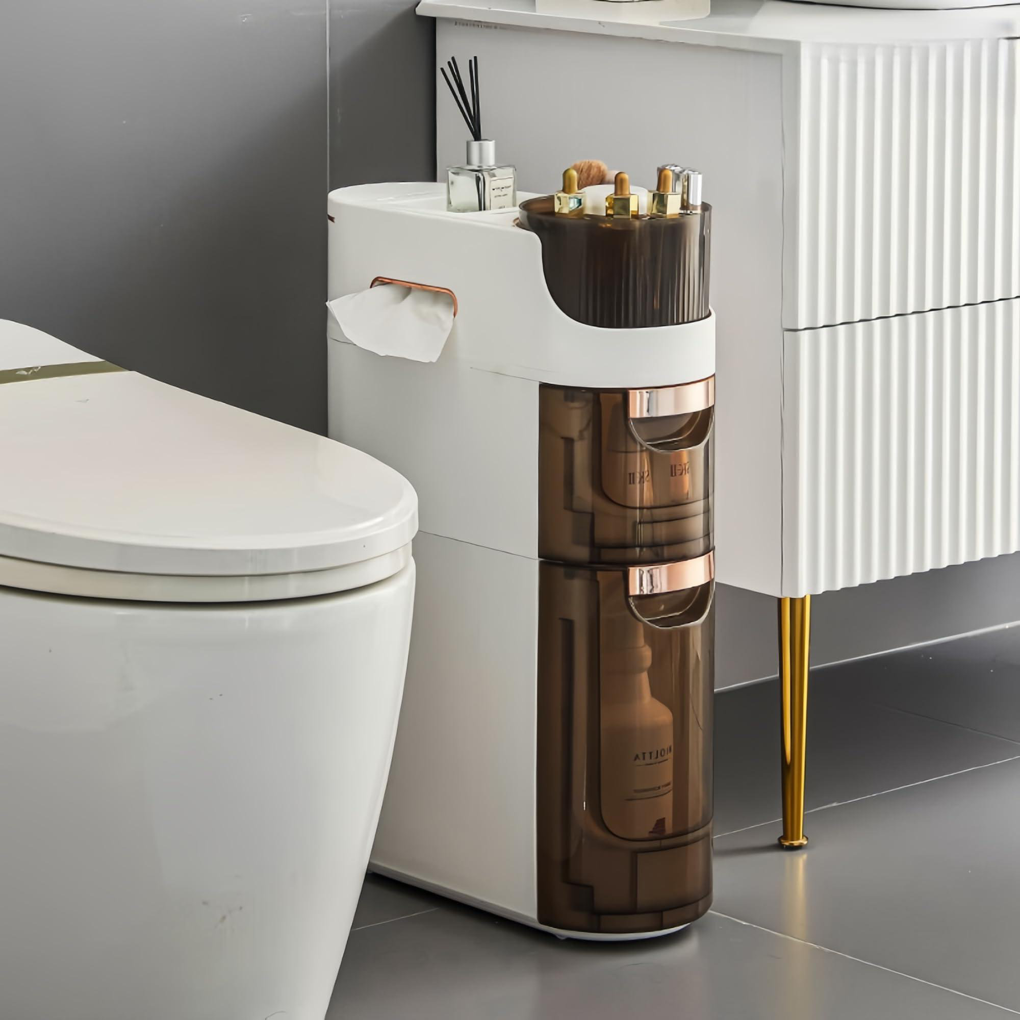 Inbox Zero 2-Tier Slim Waterproof Bathroom Storage Cabinet | Wayfair
