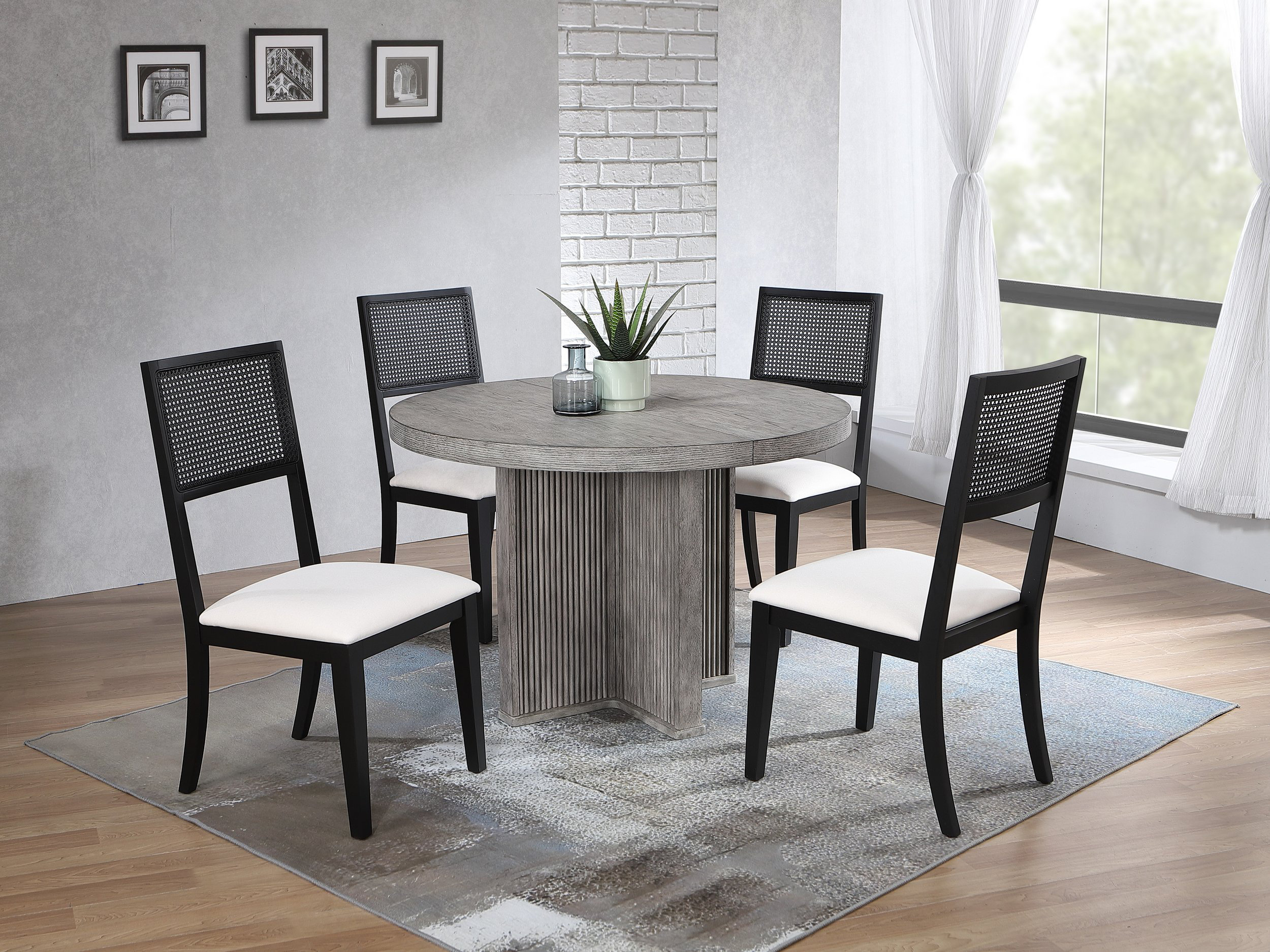 Lark Manor™ Cousar 57" Ripple Dining Table & Robin Dining Set In Dove ...