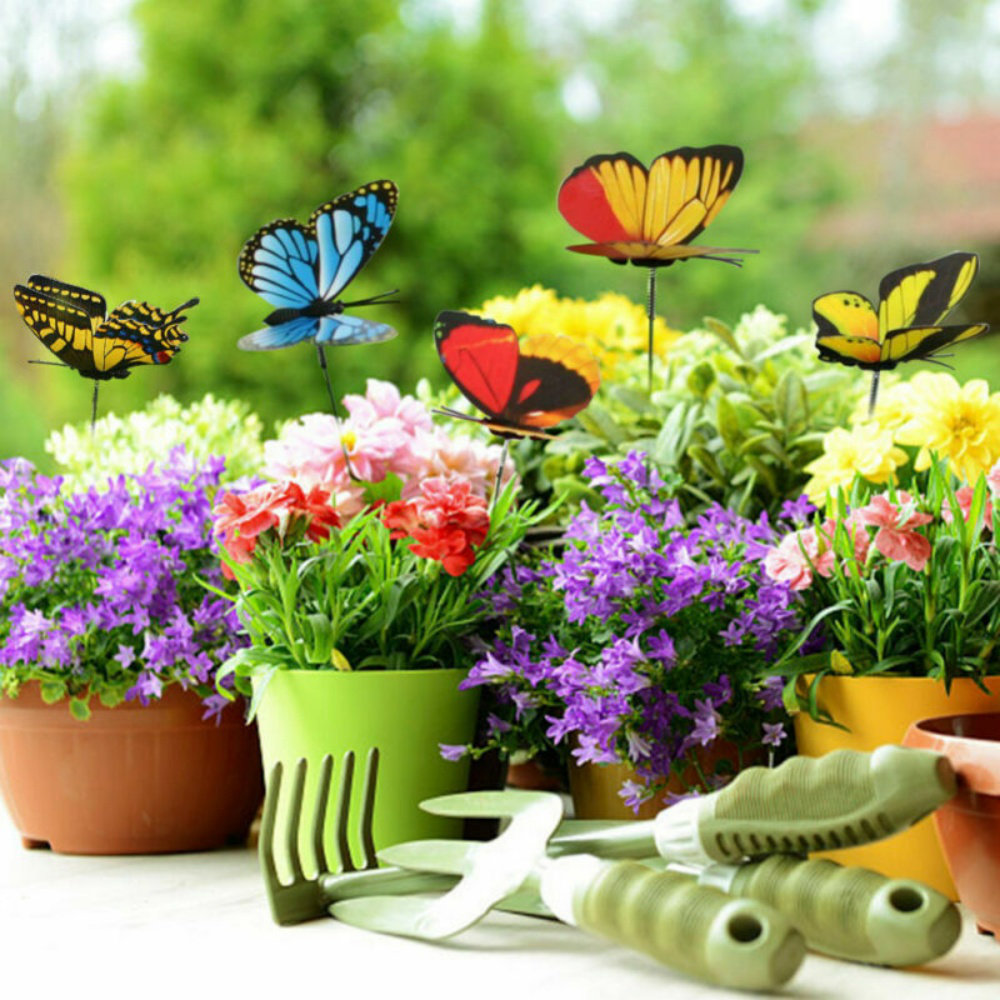 Primrue Butterfly Colorful 50 Piece Garden Stake Set | Wayfair