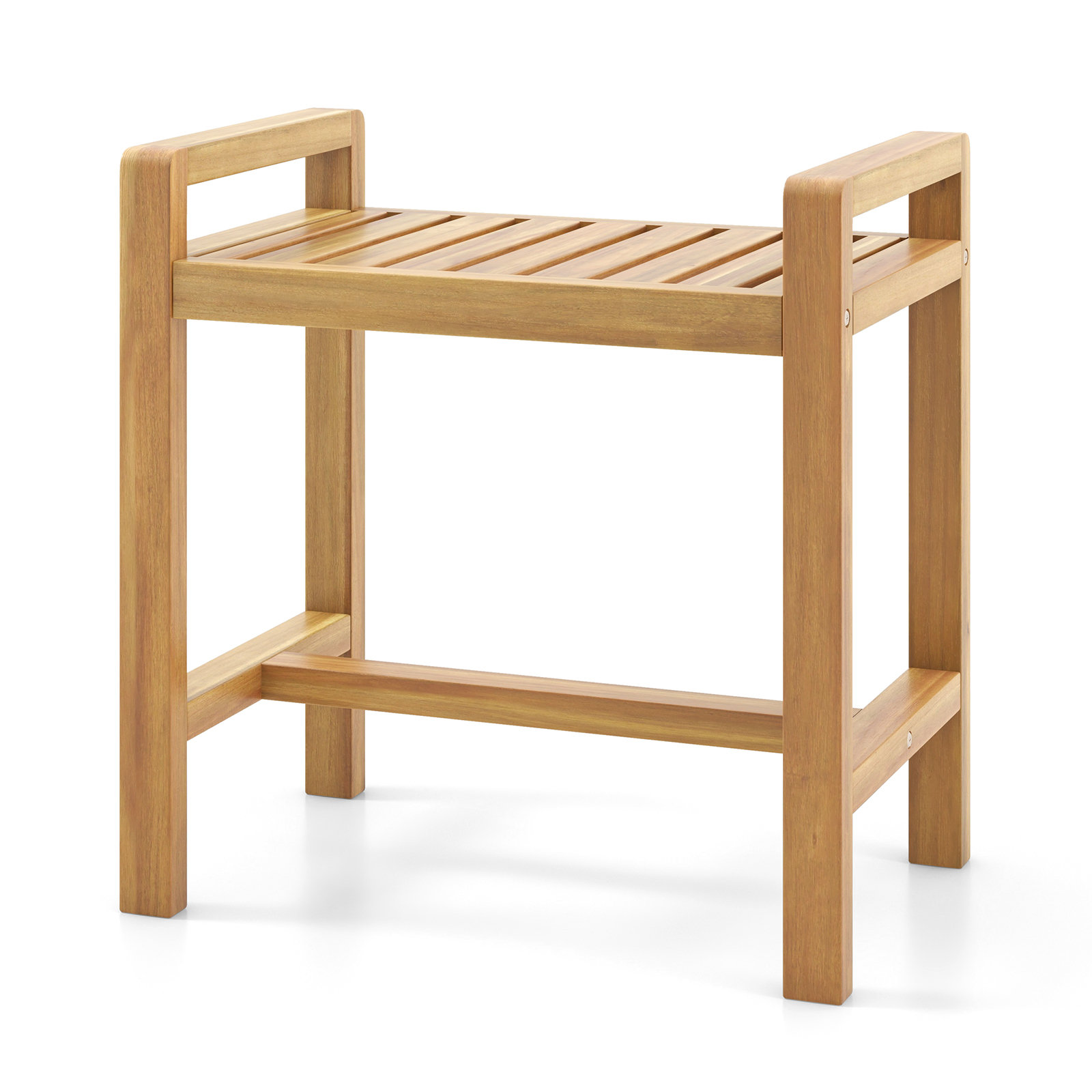 George Oliver Teak Wood Shower Bench Solid Wood Stool for Inside Shower ...