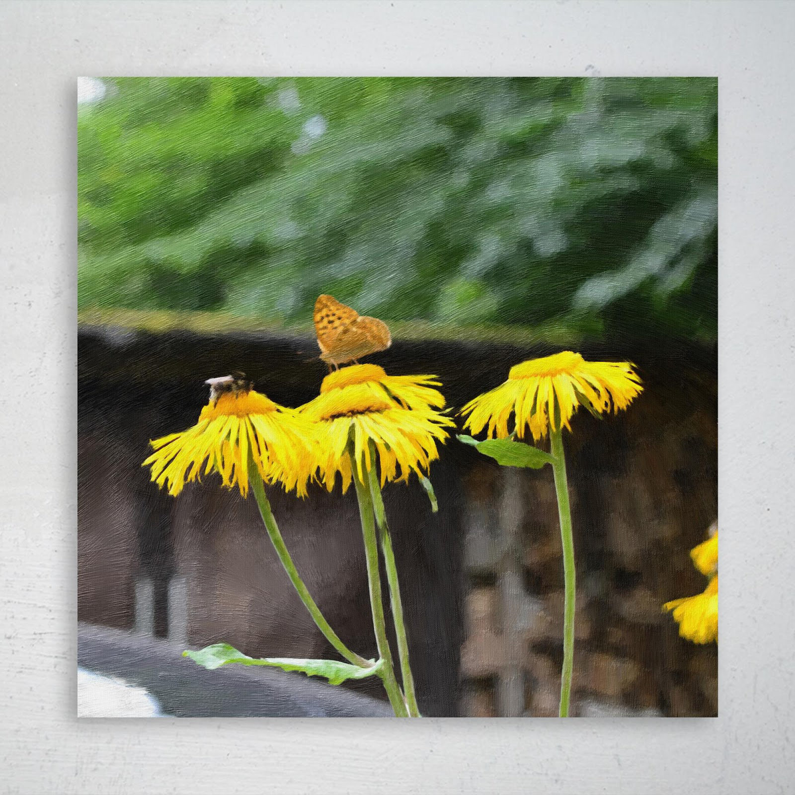 Gracie Oaks Yellow Sunflower In Tilt Shift Lens 3 - 1 Piece Rectangle ...