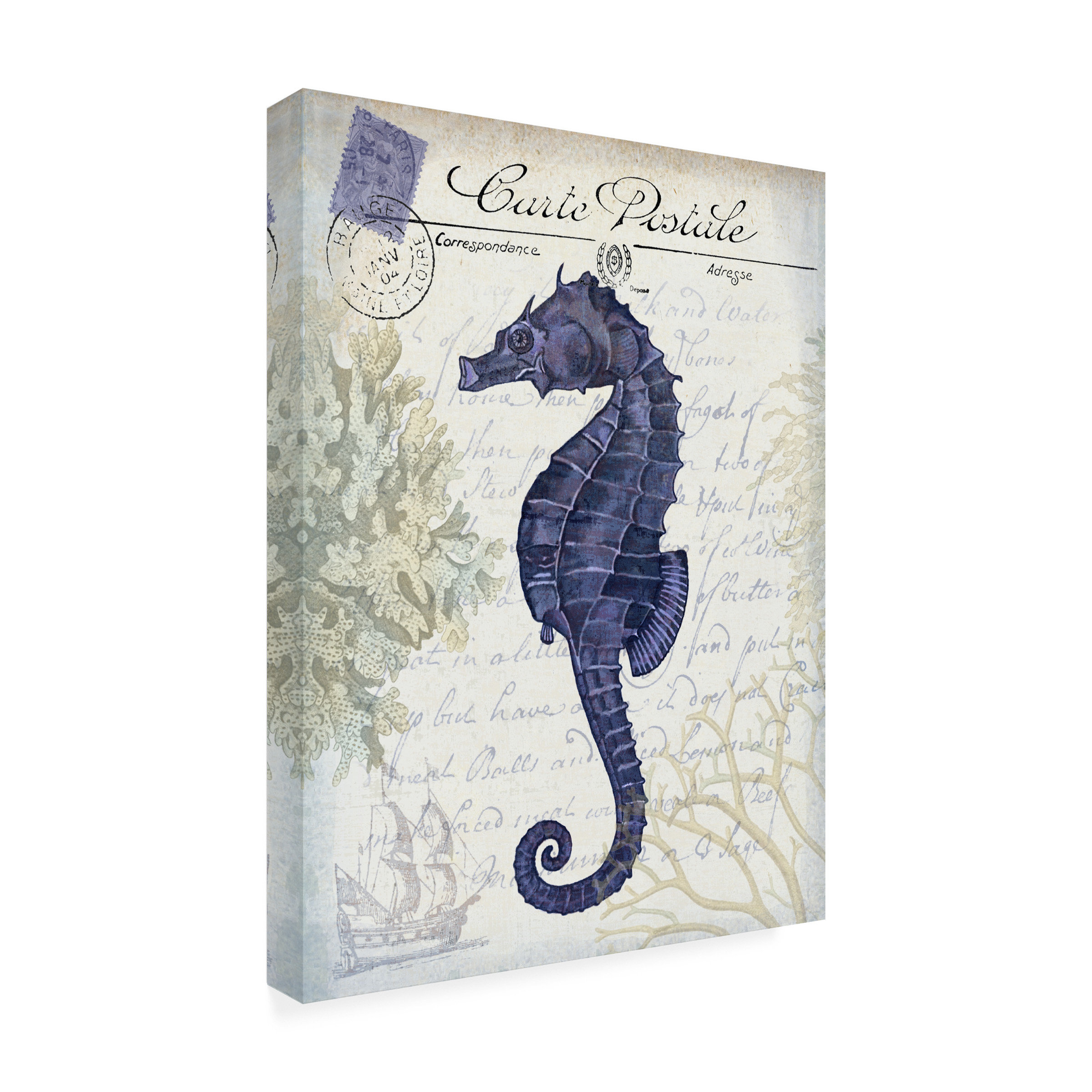 Trademark Fine Art Fab Funky 'Seaside Postcard Cream II' Canvas Art ...