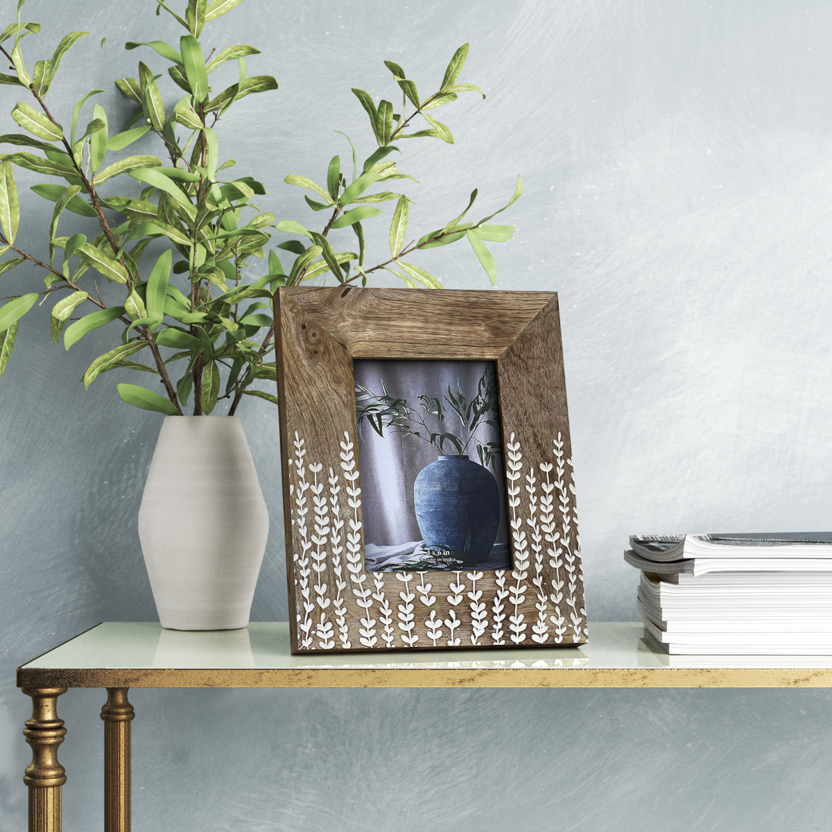 Birch Lane™ Natural Wood Vines Neutral Rectangle Photo Frame | Wayfair
