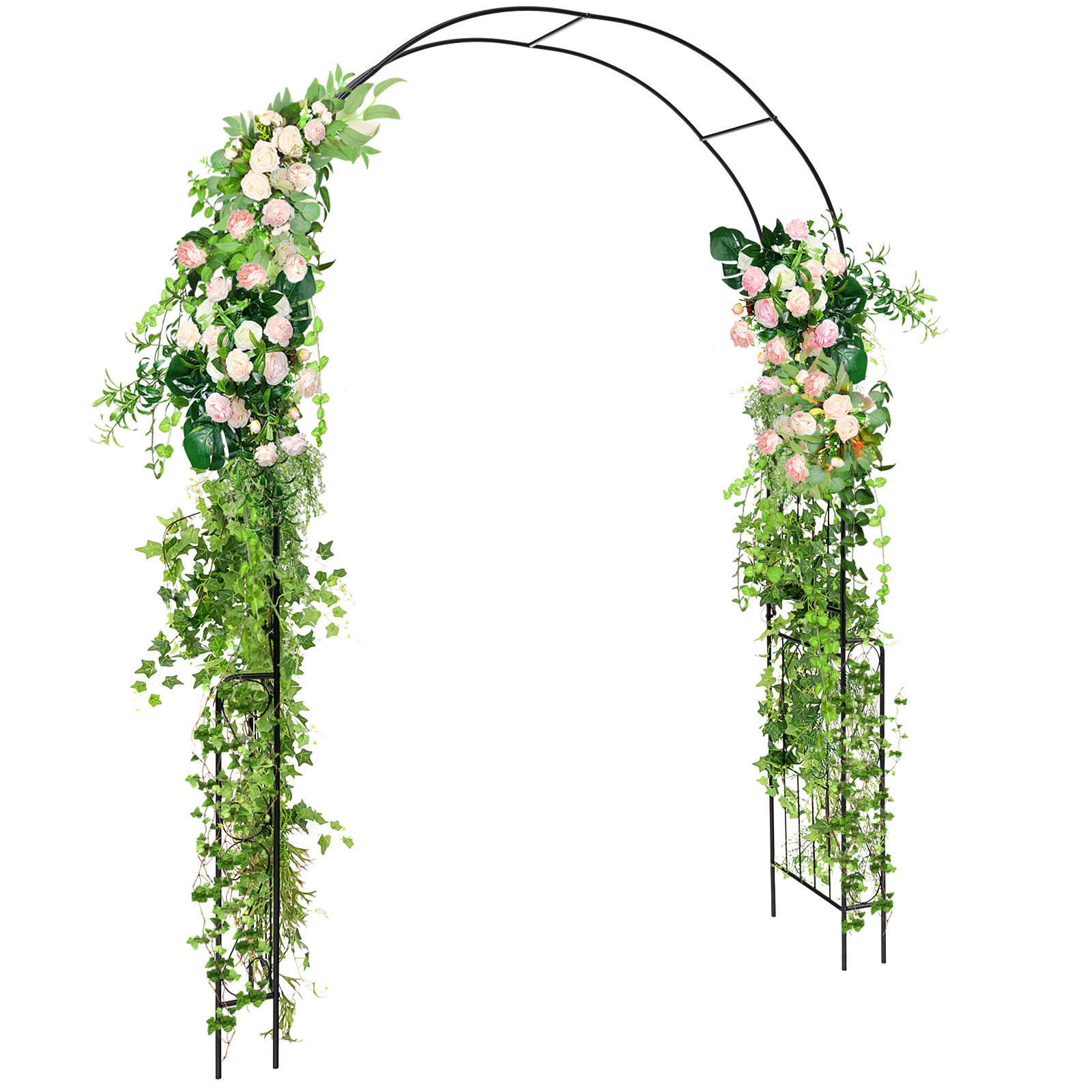 Topbuy Garden Arch Arbor Trellis 7.9 FT Metal Pergola Arbor w/ Elegant ...