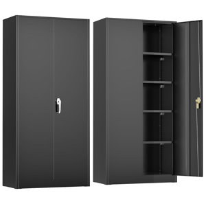 Inbox Zero Metal Storage Cabinet With Lock Door, Adjustable Shelf Steel ...
