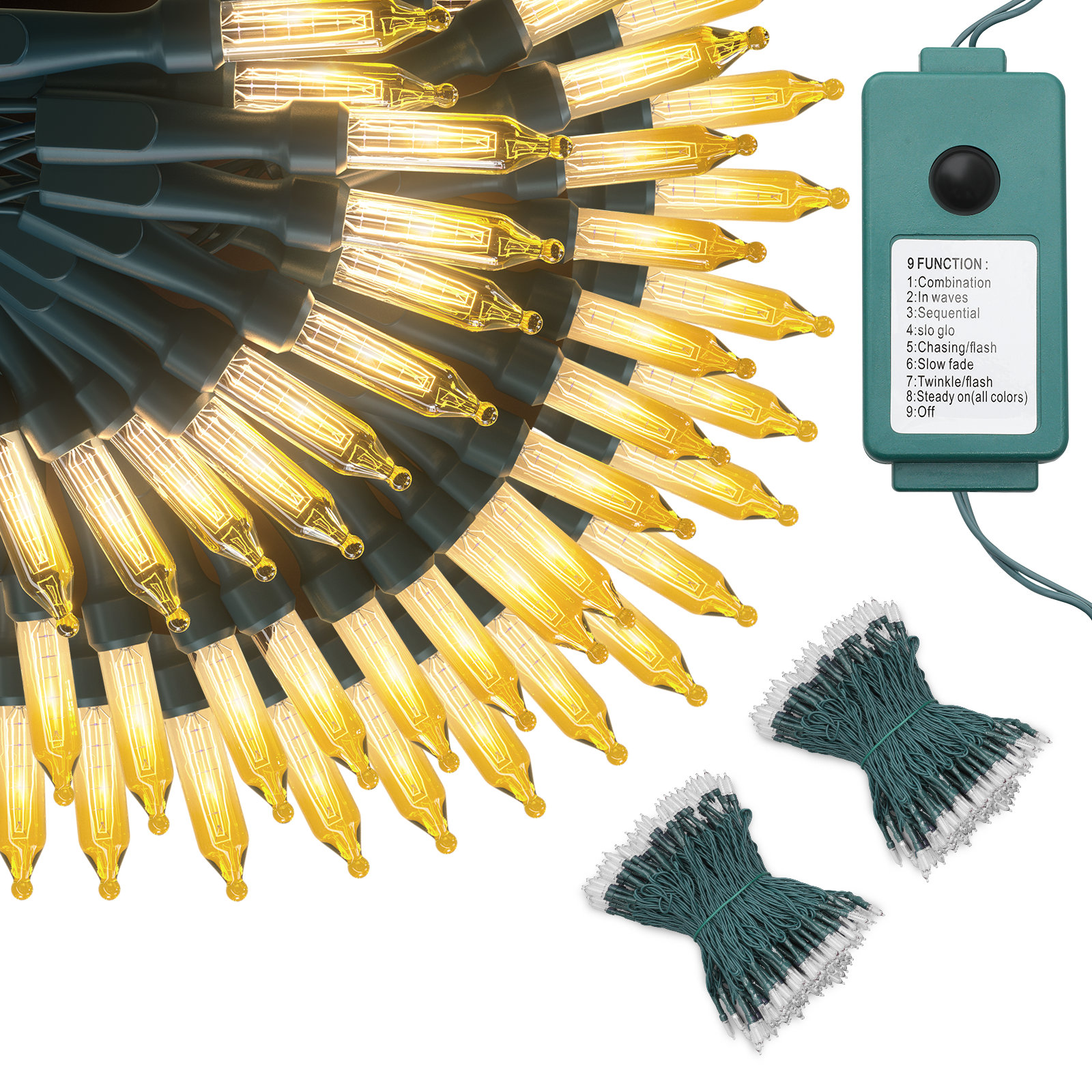 MoNiBloom 900" 200-Bulb Halloween & Christmas Plug-in LED String Lights ...