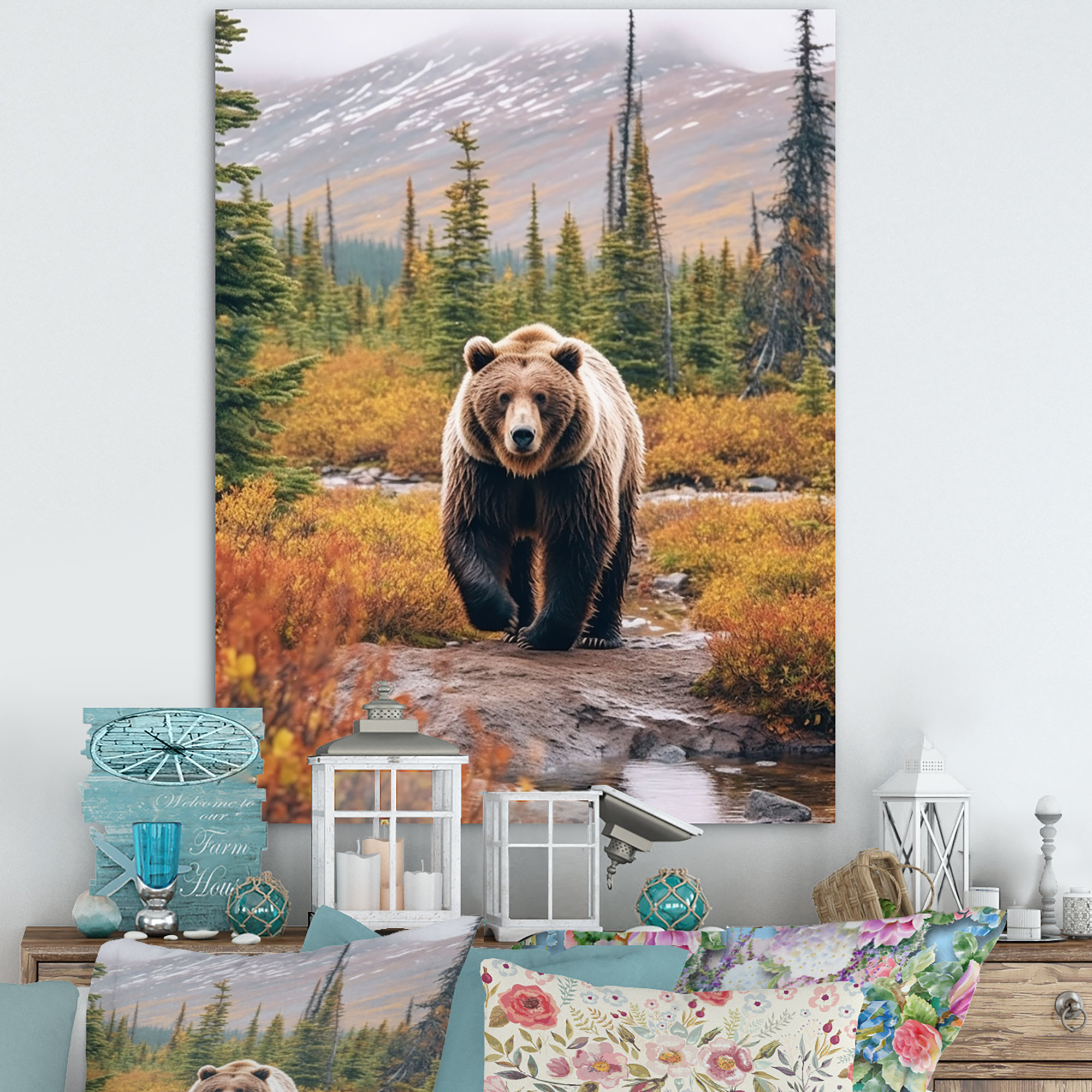 Millwood Pines Grizzly Bear In Alaska Scenery II - Alaska Canvas Art ...