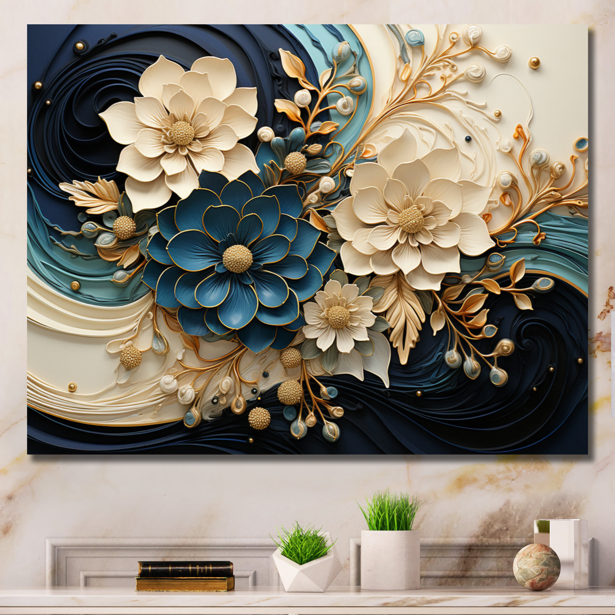 Willa Arlo™ Interiors Blue Auerbach Ink Spiralscape II - Botanical Wall ...