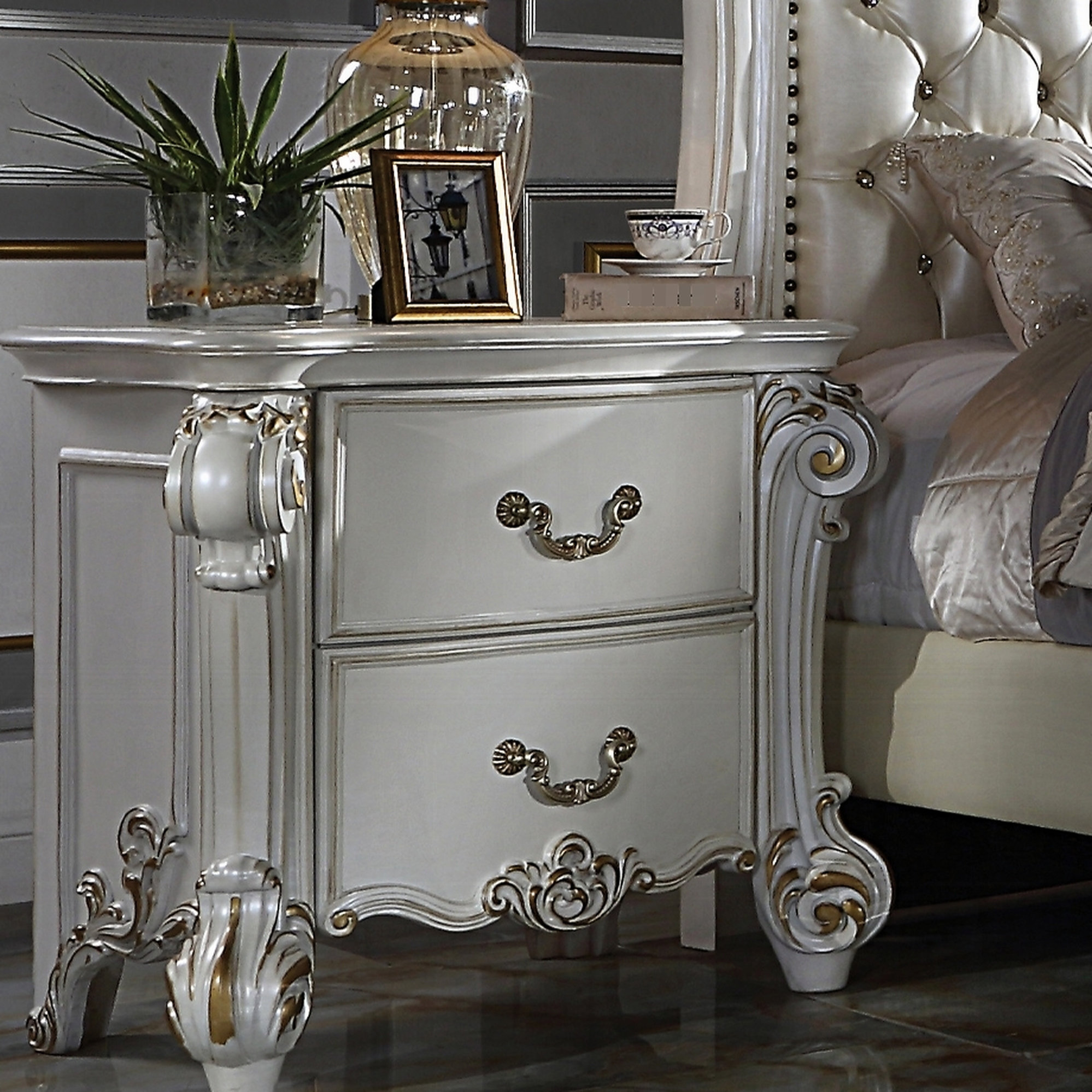 Rosdorf Park 2 Drawers Nightstand For Bedroom Embellishment, Antique ...