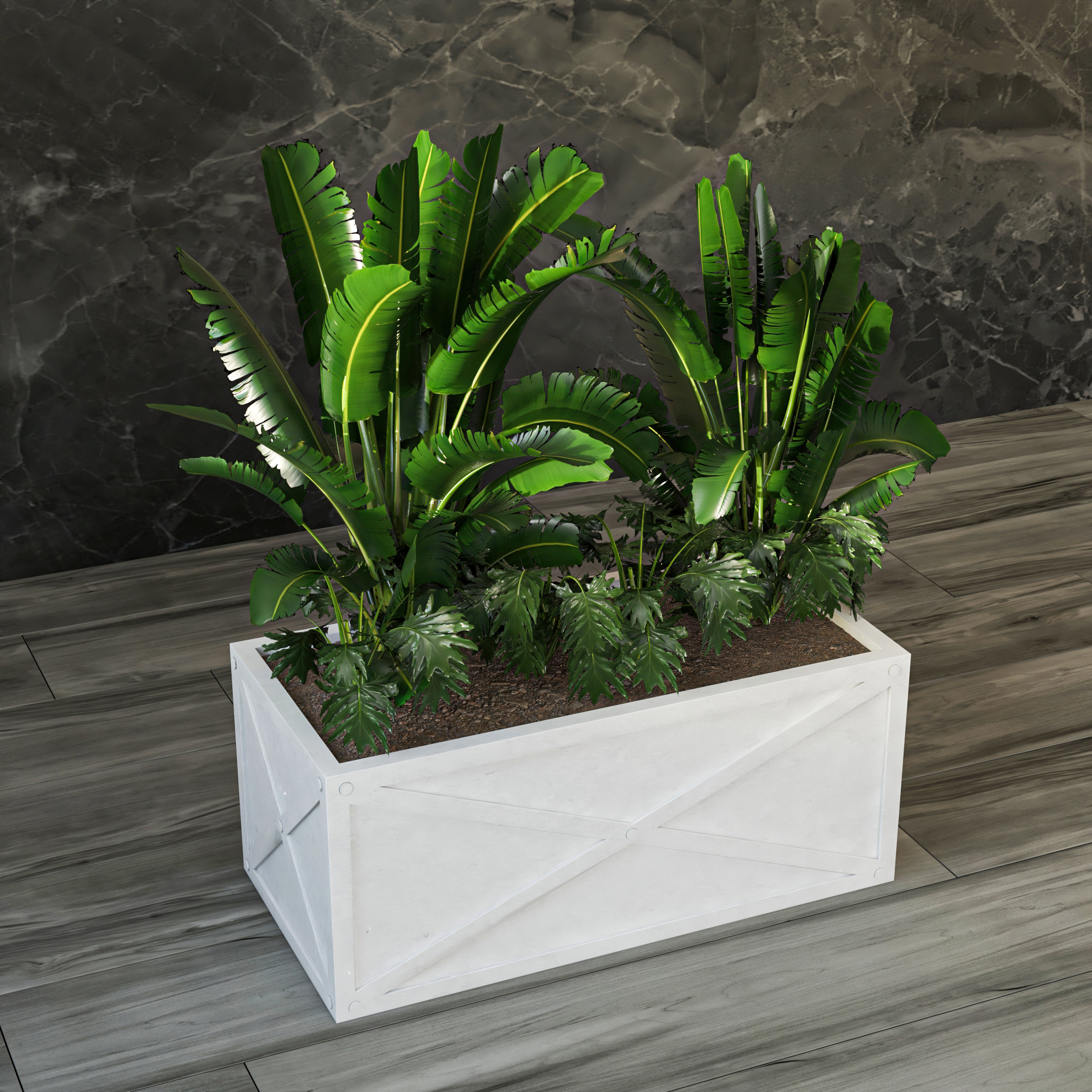 Gracie Oaks Kayne Rectangle Poly Stone Planter Box | Wayfair