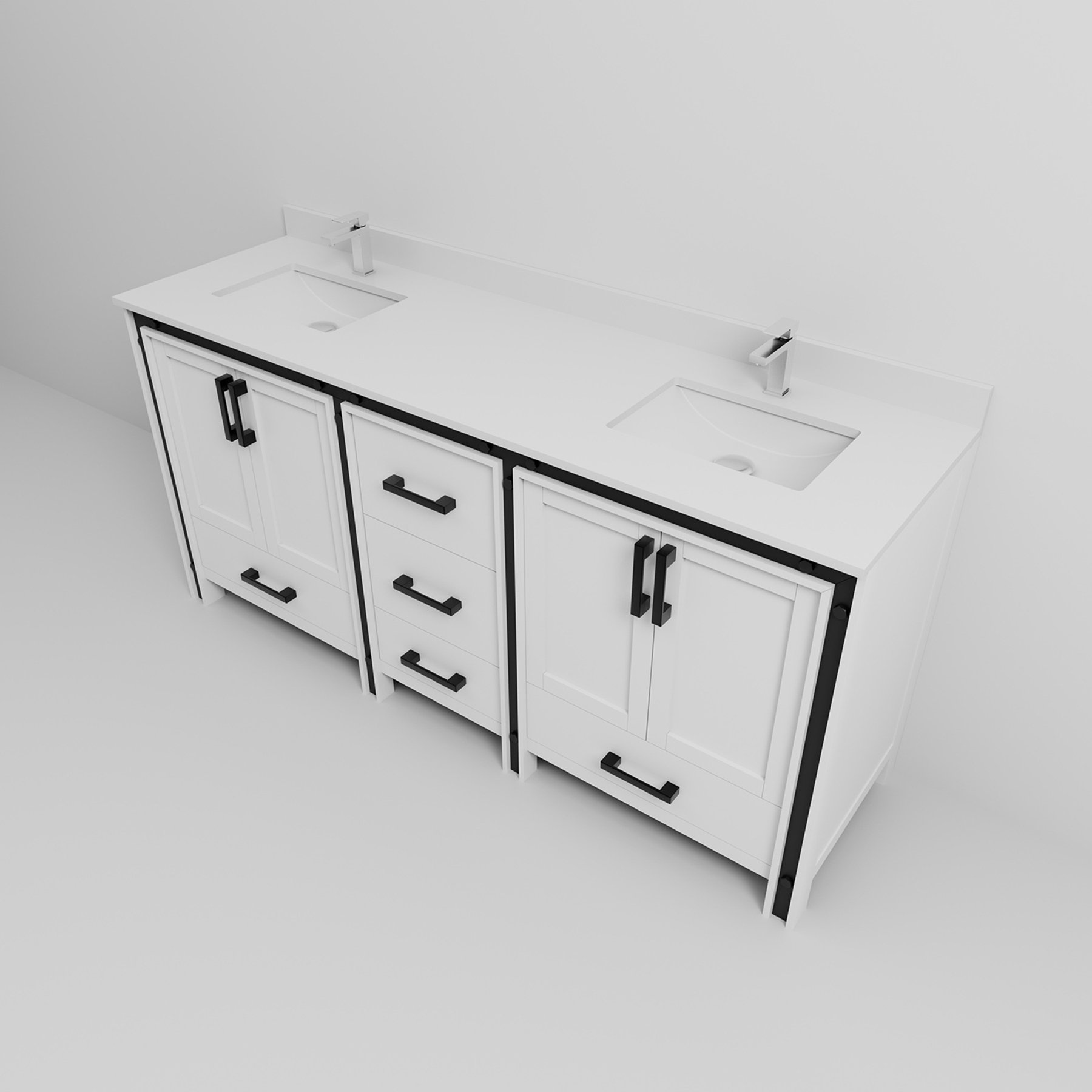 Hokku Designs Double Bath Vanity with Cultured Marble Top and Faucet ...