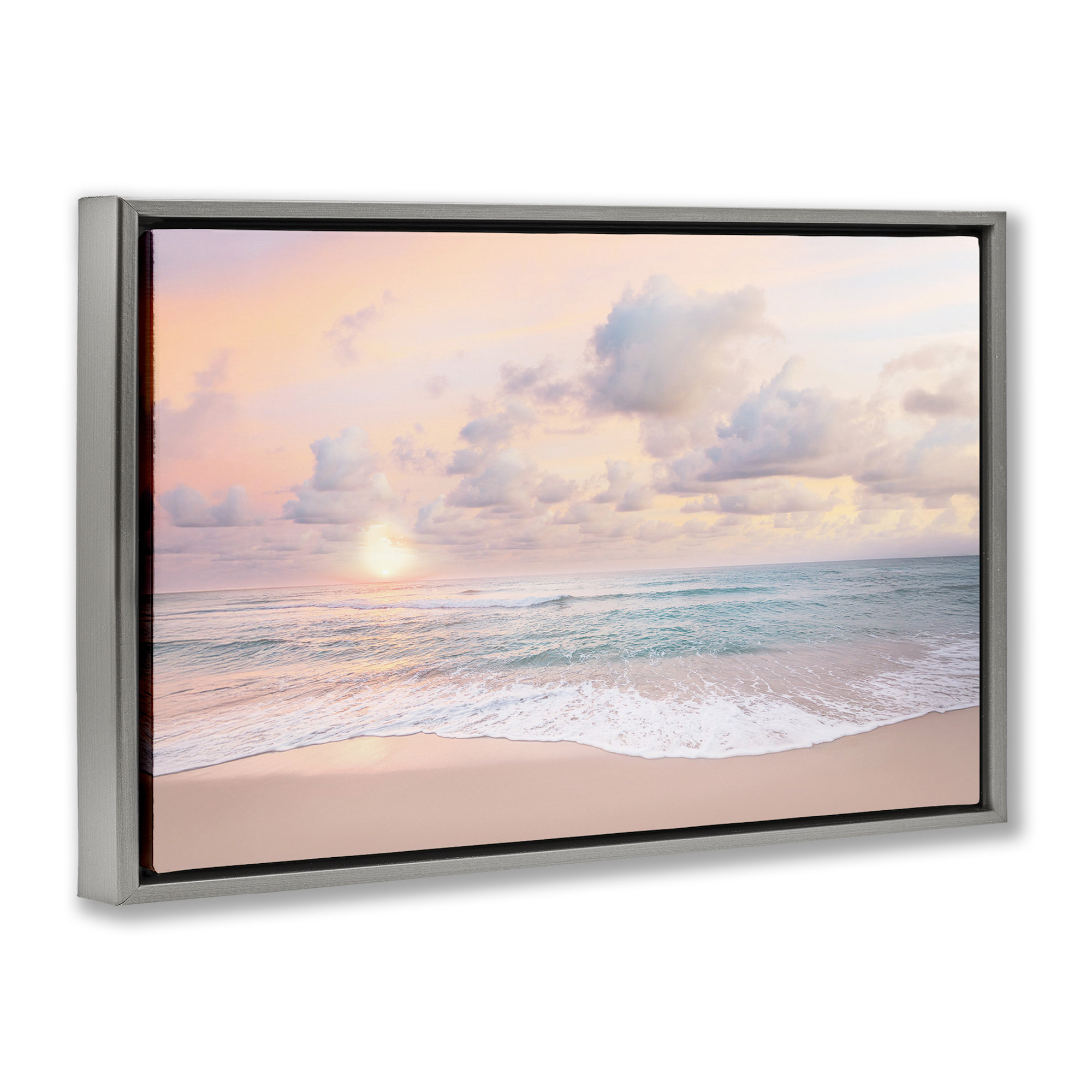 Rosecliff Heights Cloudy Sunset Seaside Shore Floating Frame, design by ...