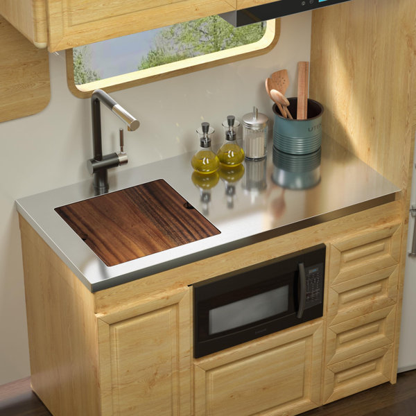 MENSARJOR Stainless Steel Countertop with Integrated Deep Sink Left ...