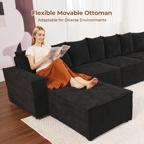 17 Stories 125 Inch Width, 6 Seat Modular Sofa With Ottoman, Luxuly ...