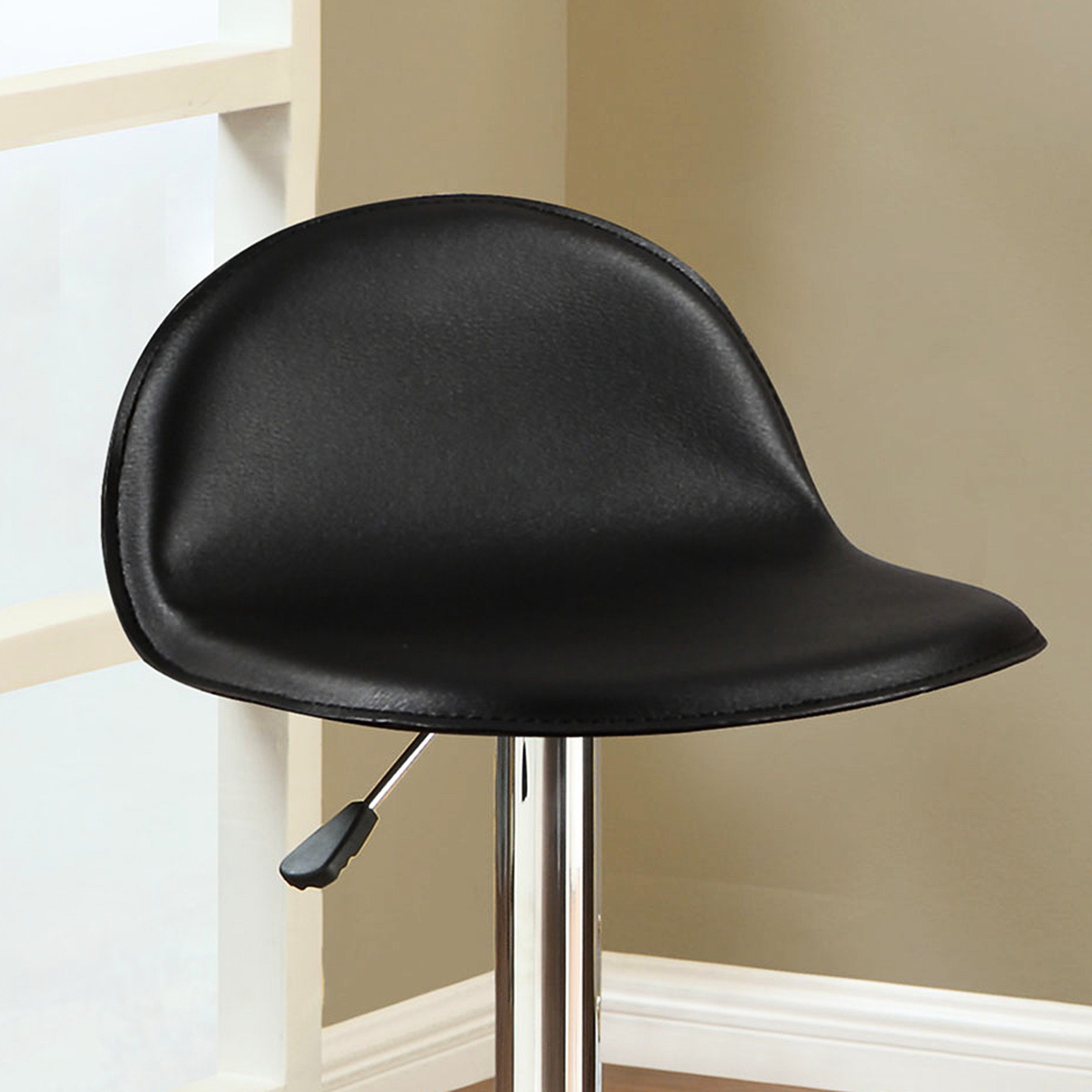 Ivy Bronx Adjustable Black Bar Stools - Metal Base For Home Dining Area ...