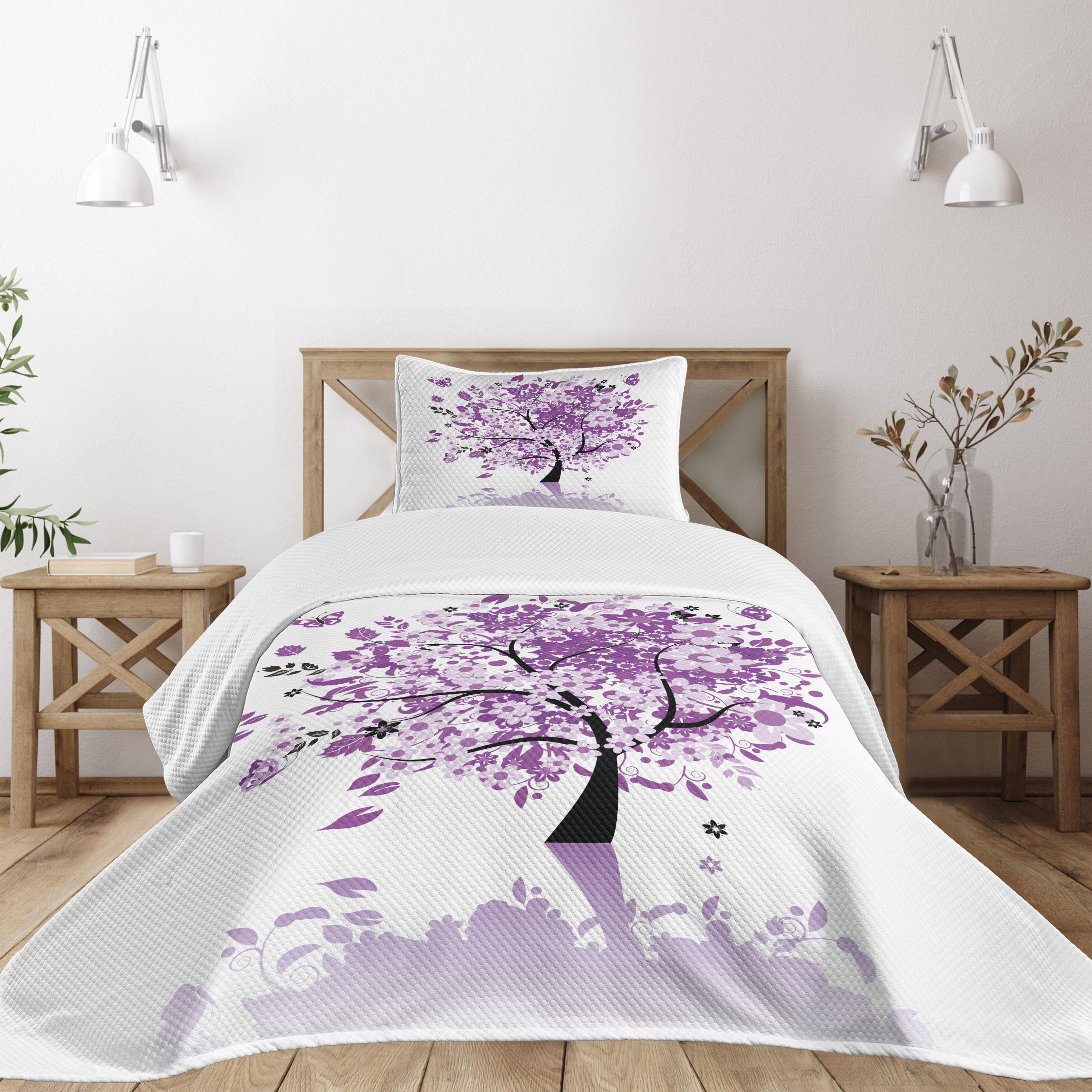 Ambesonne Nature Bedspread Set Tree of Life Lilac Purple | Wayfair