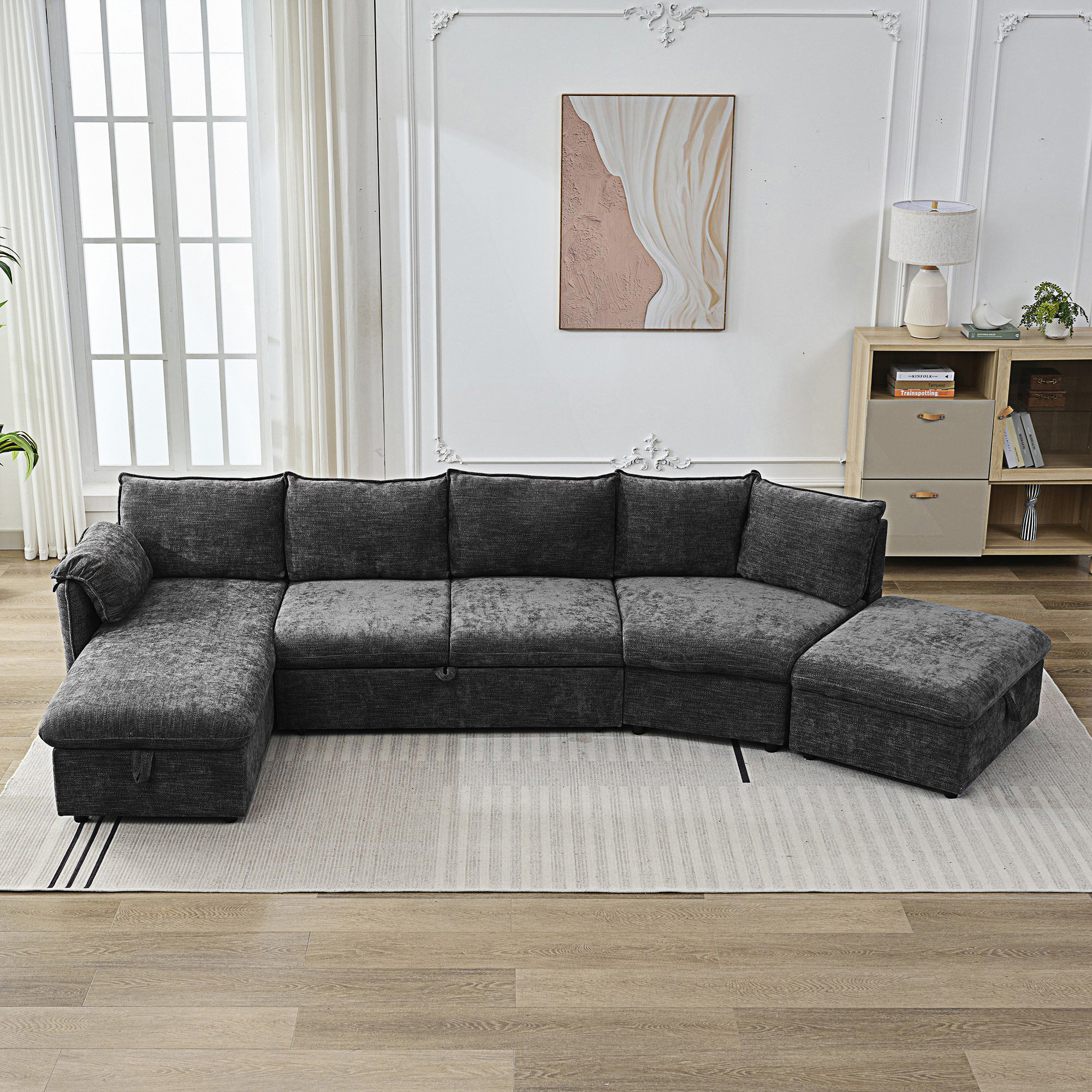 Latitude Run® L-Shaped Sofa, Sectional Sofa Couch, Pull-Out Sofa Bed ...