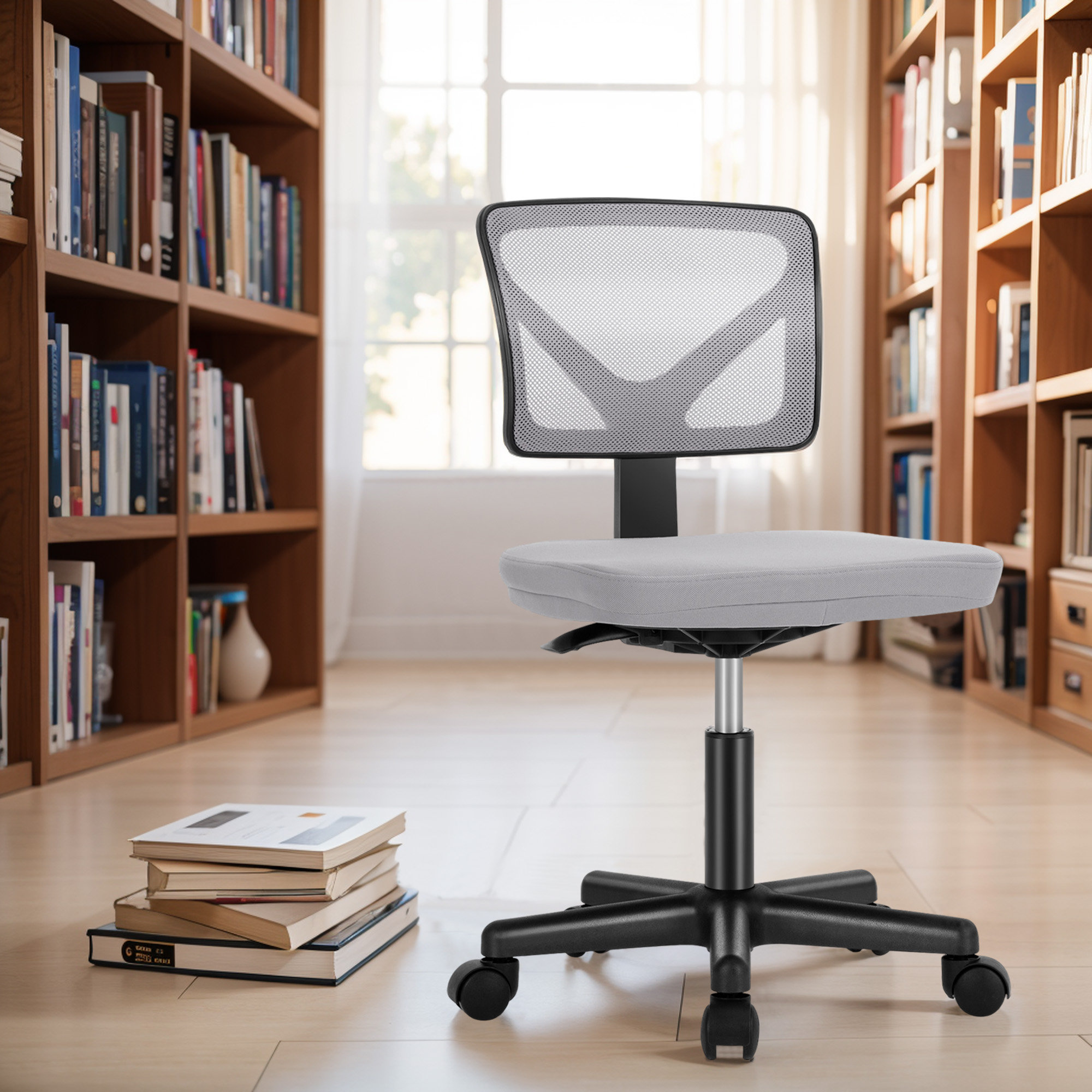 Inbox Zero Ergonomic Armless Desk Chair With Lumbar Support ...