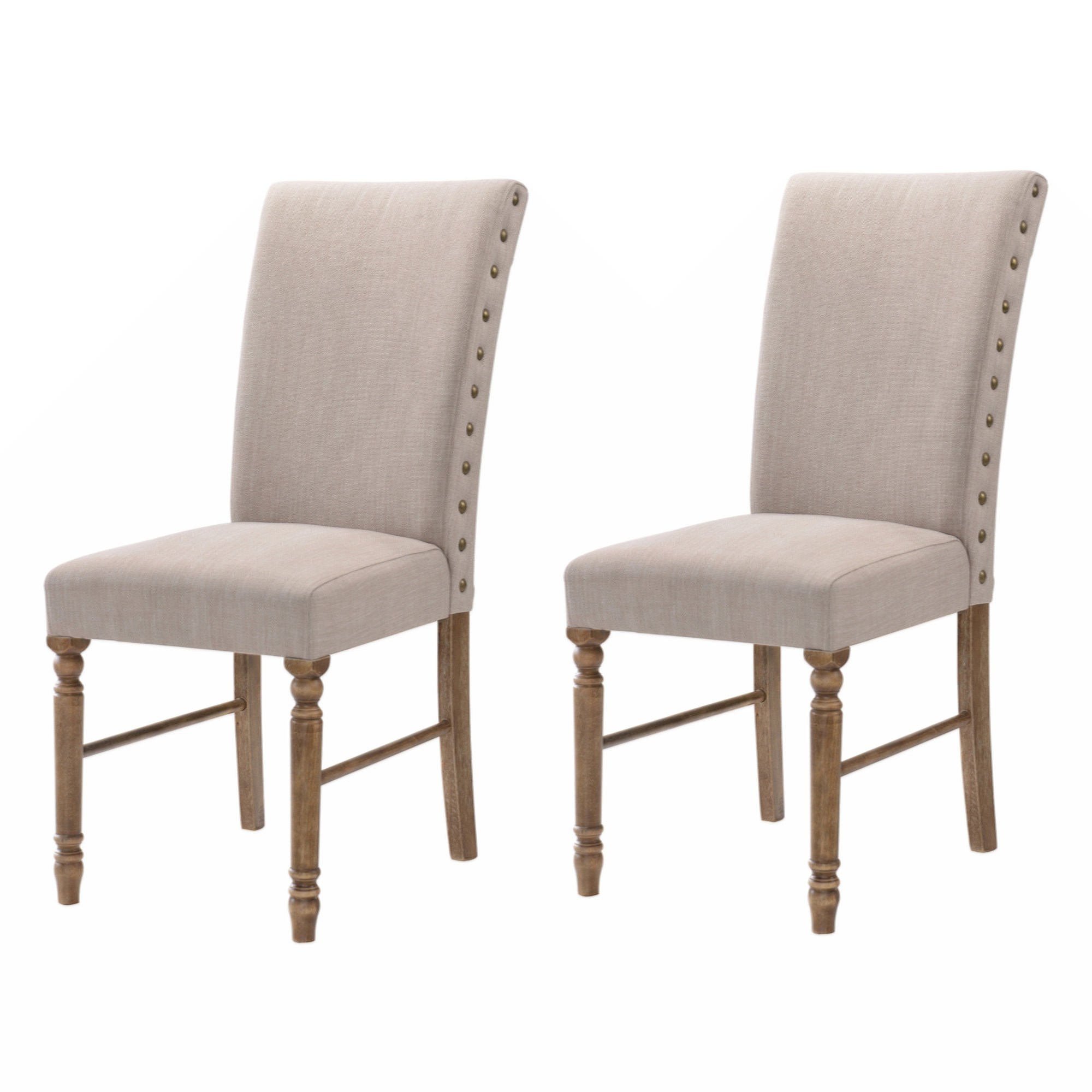 One Allium Way Cream And Weathered Oak Tight Back Parson Chairs (Set Of ...