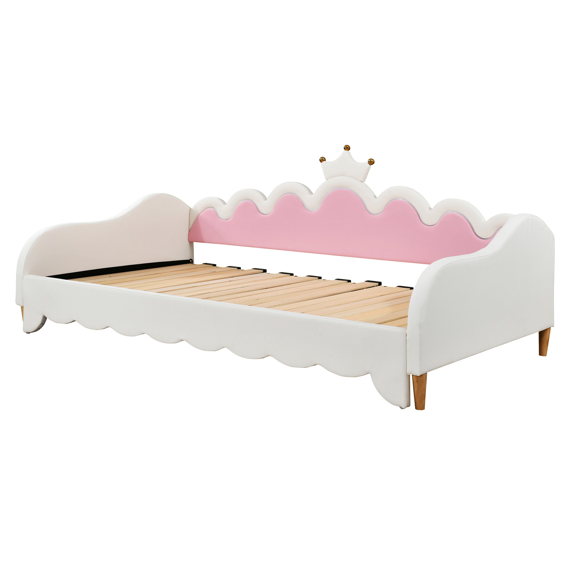 Gemma Violet Twin Extending Daybed With LED Lights, Modern Upholstered ...
