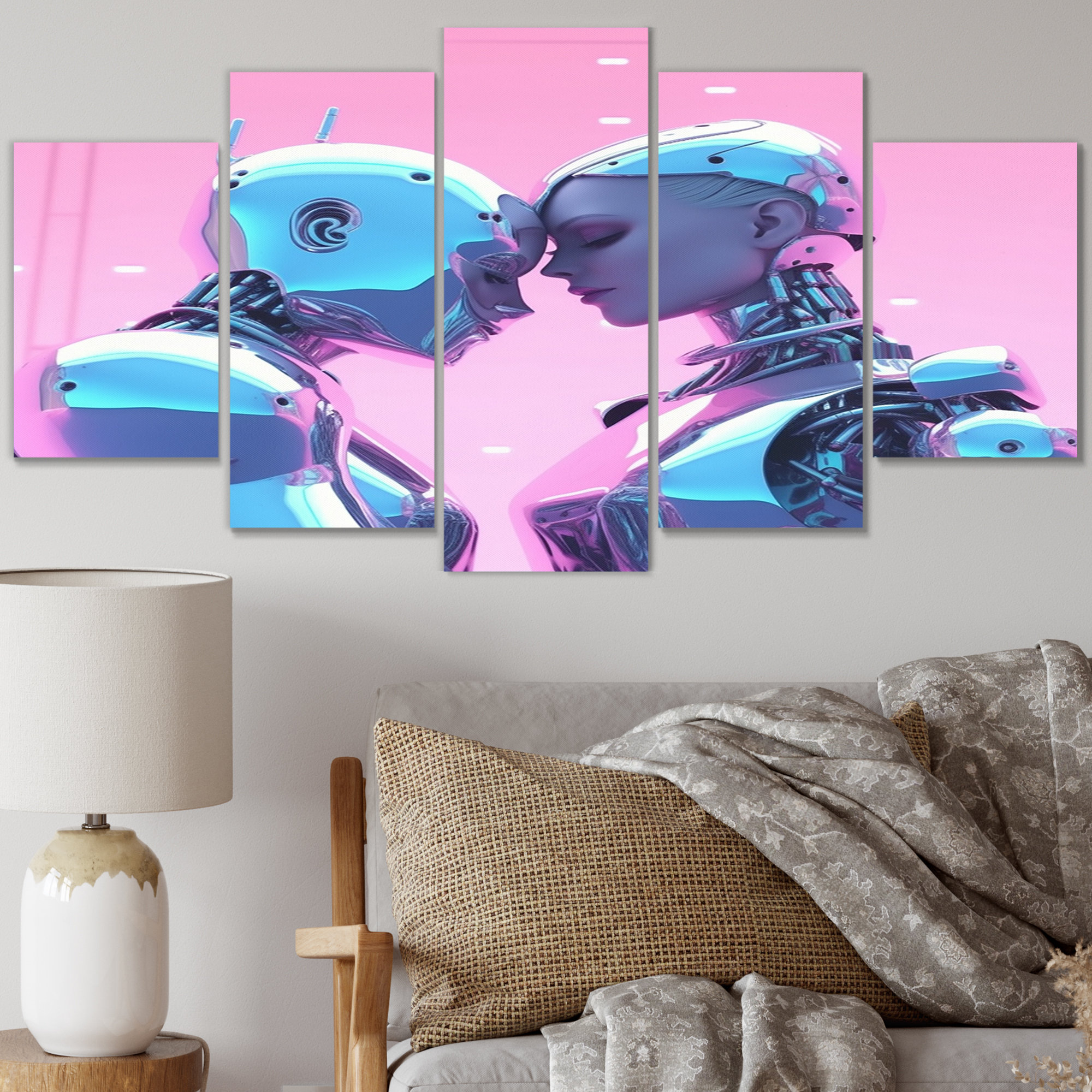 Ivy Bronx Gorgeous Robot Couple In Love I - Robot Canvas Wall Art - 5 ...