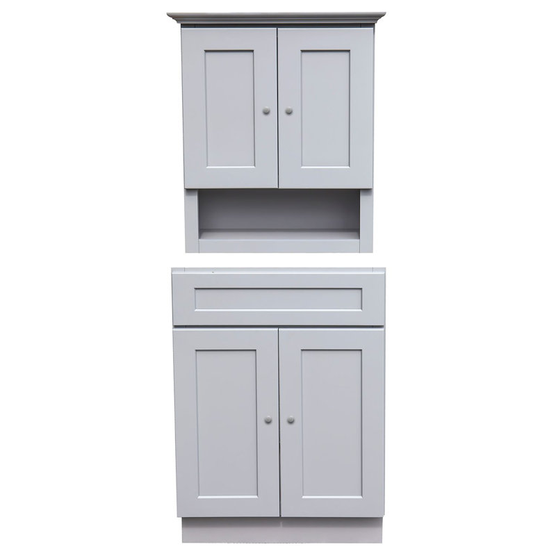 GCC 24" Shaker Gray Vanity with Matching Wall Cabinet | Wayfair